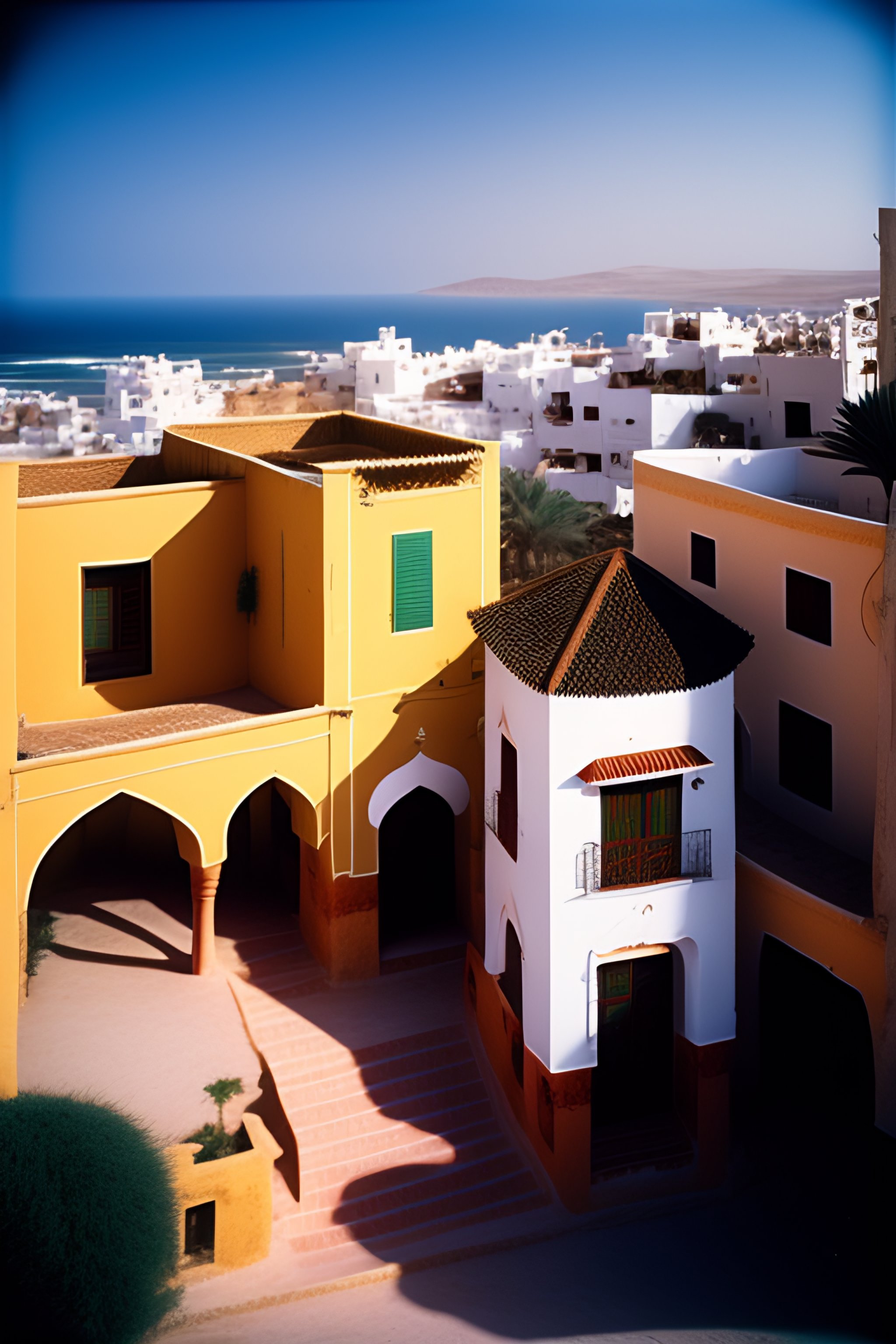 Lexica - Photograph of Tangier morocco homes taken with portra 400