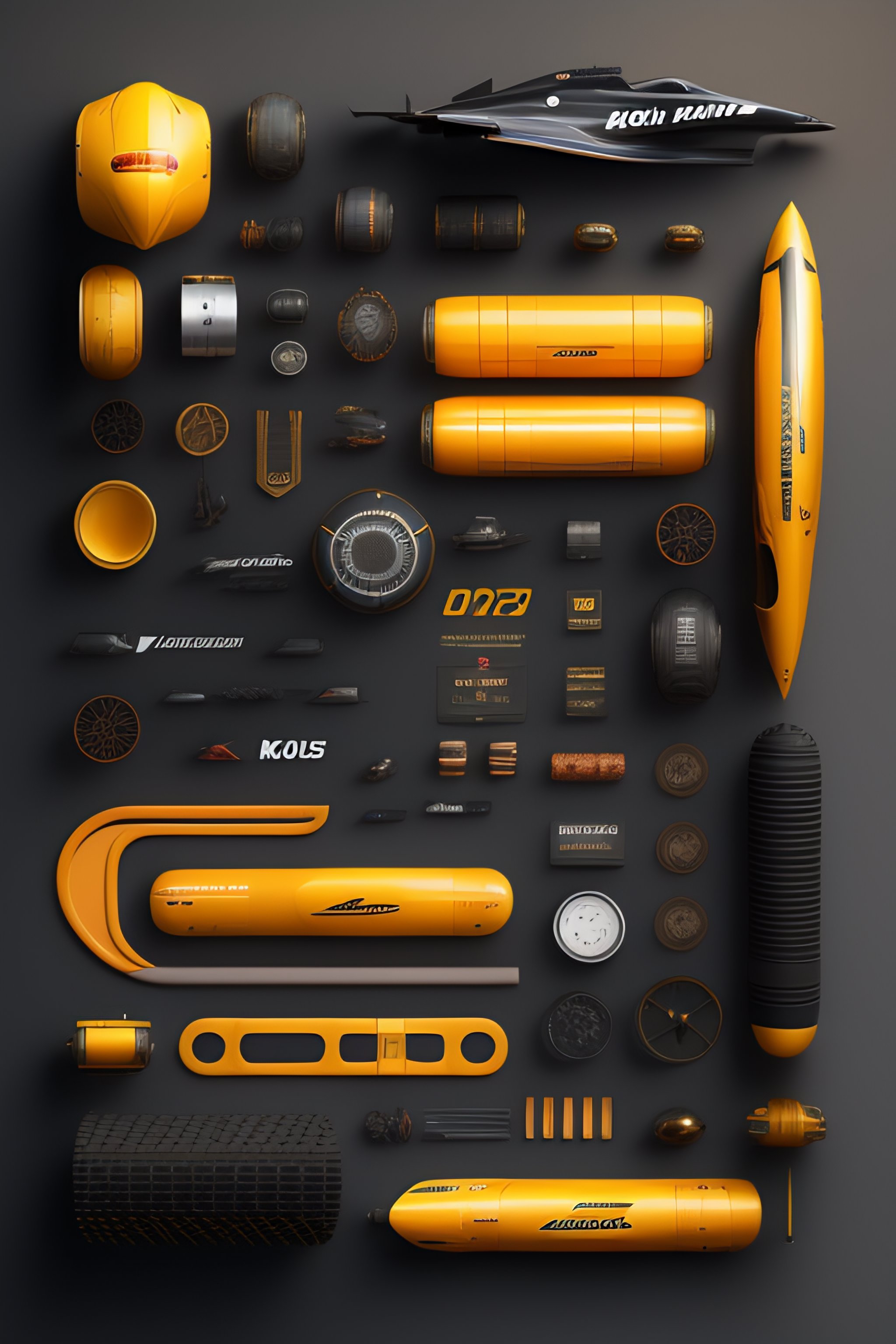 Lexica - Knolling, F1 car, costumes and props, tyres and parts ...