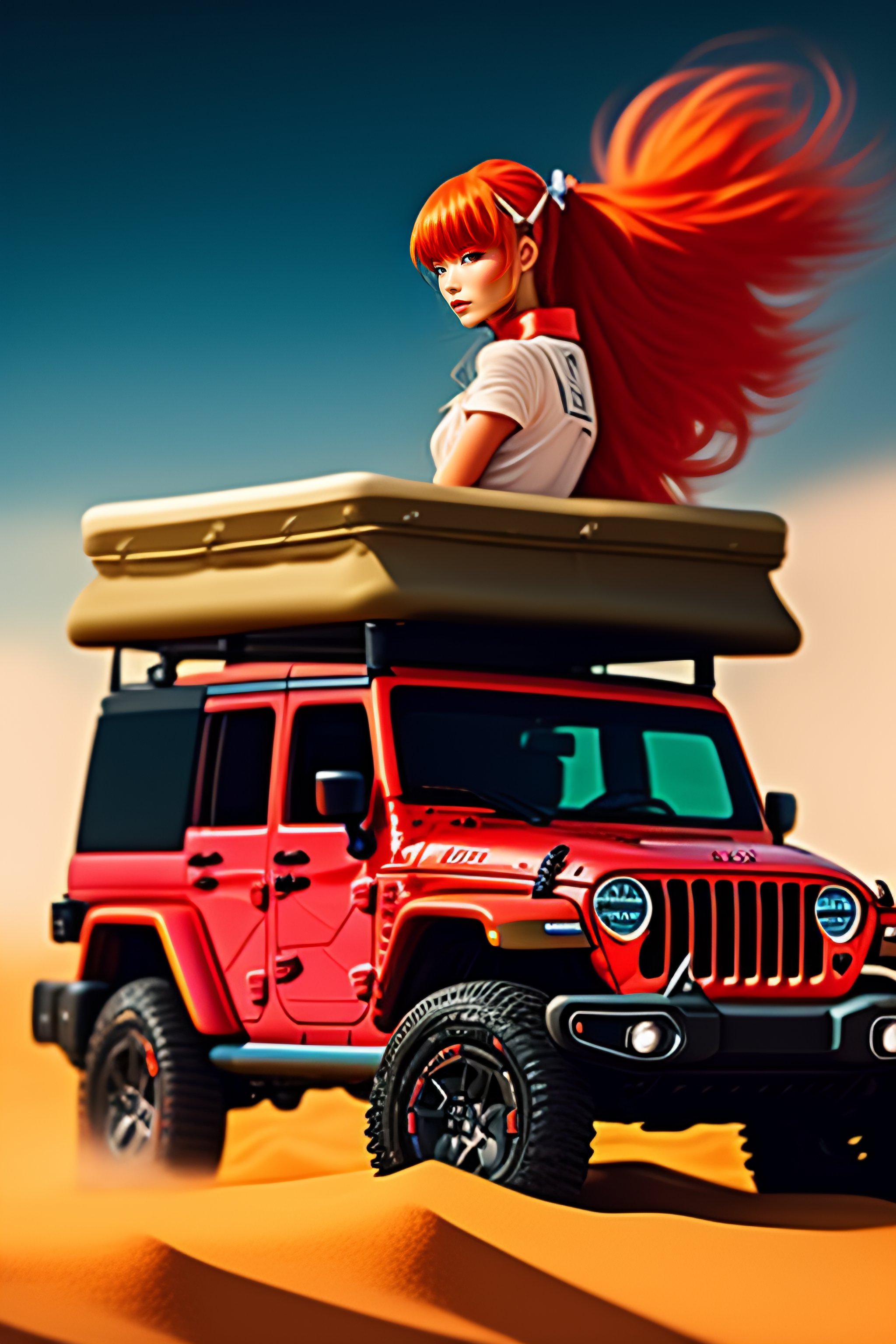 Lexica - Asuka langley driving a jeep
