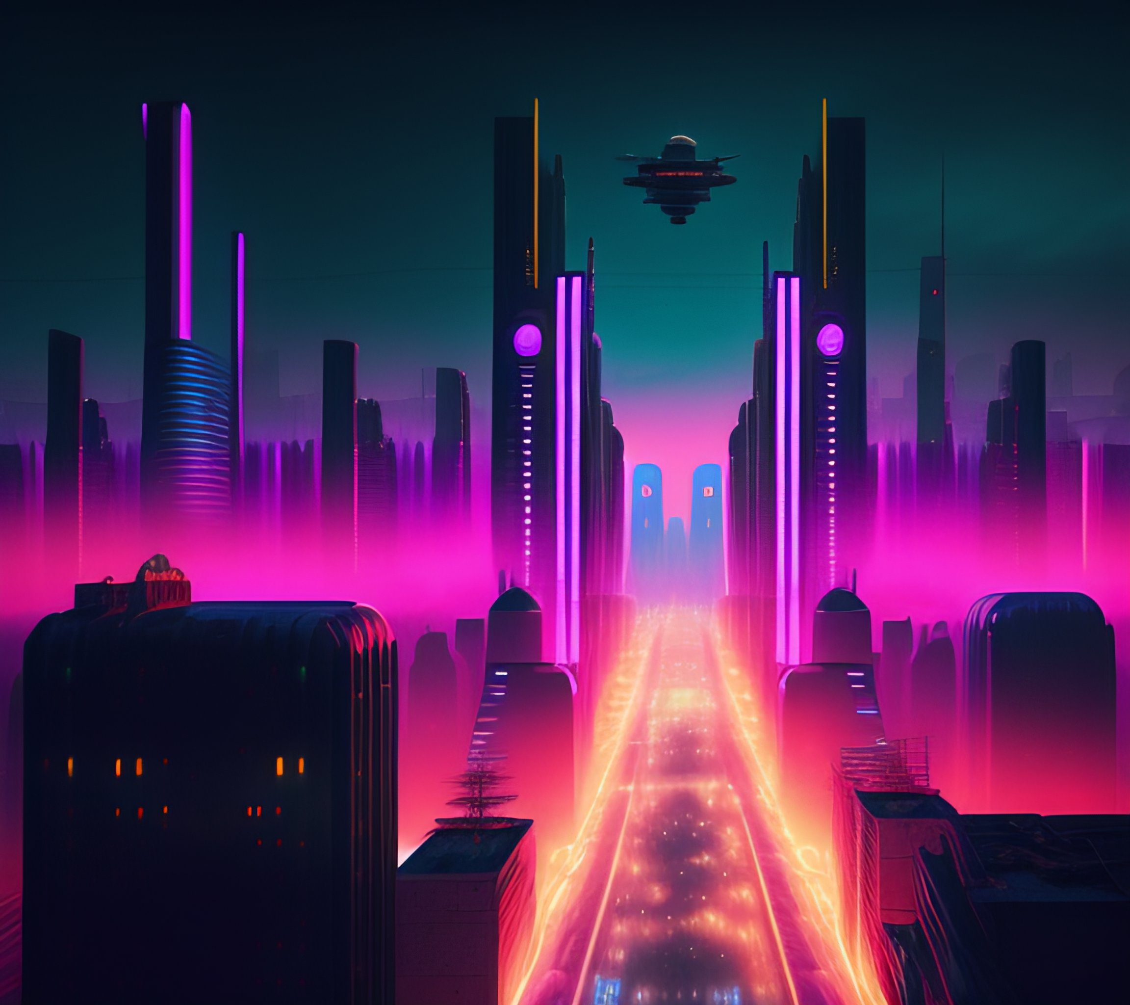 Lexica - Dystopian ultratechnological futuristic neon city with ...