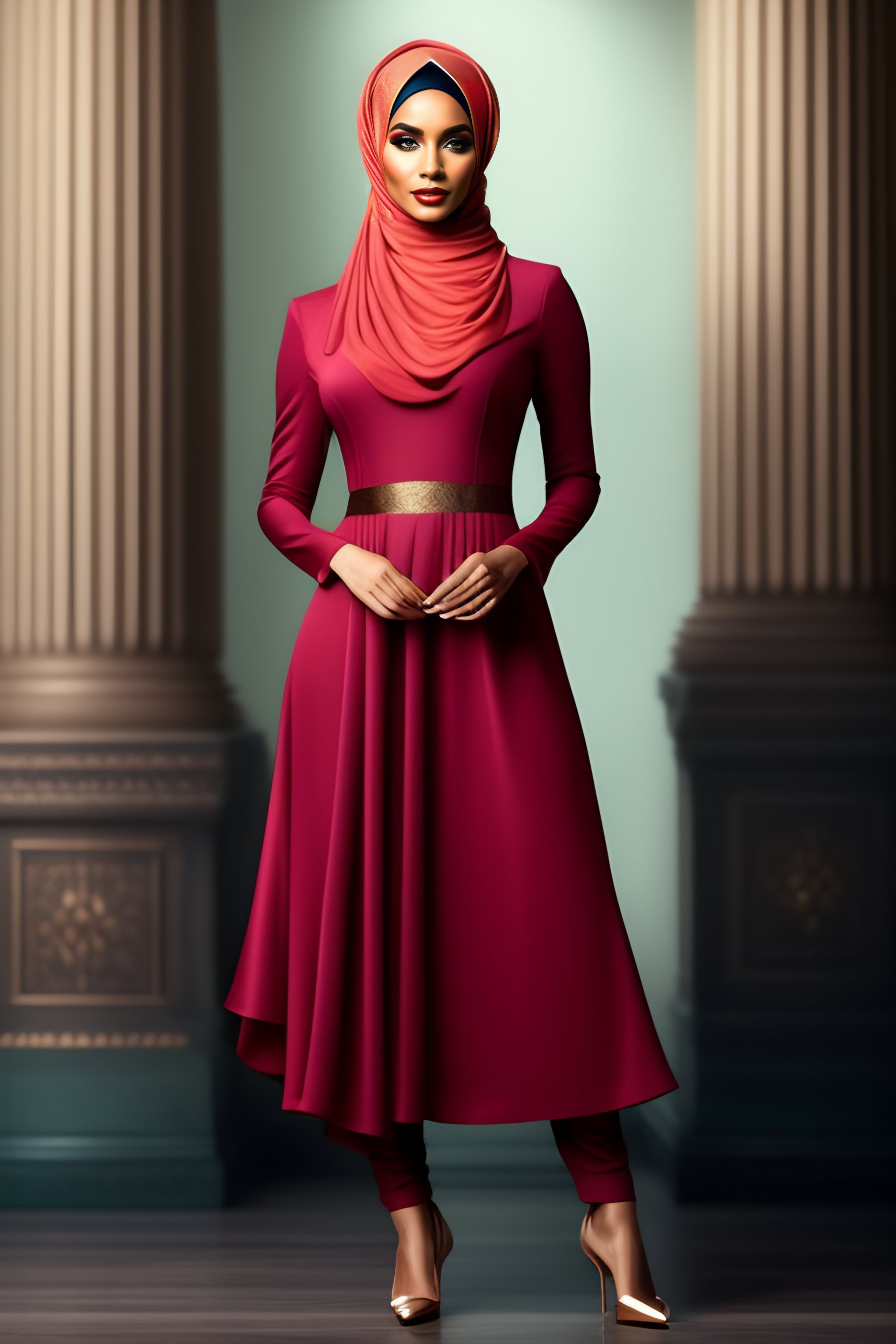 Lexica - A beautiful woman wearing hijab, full body