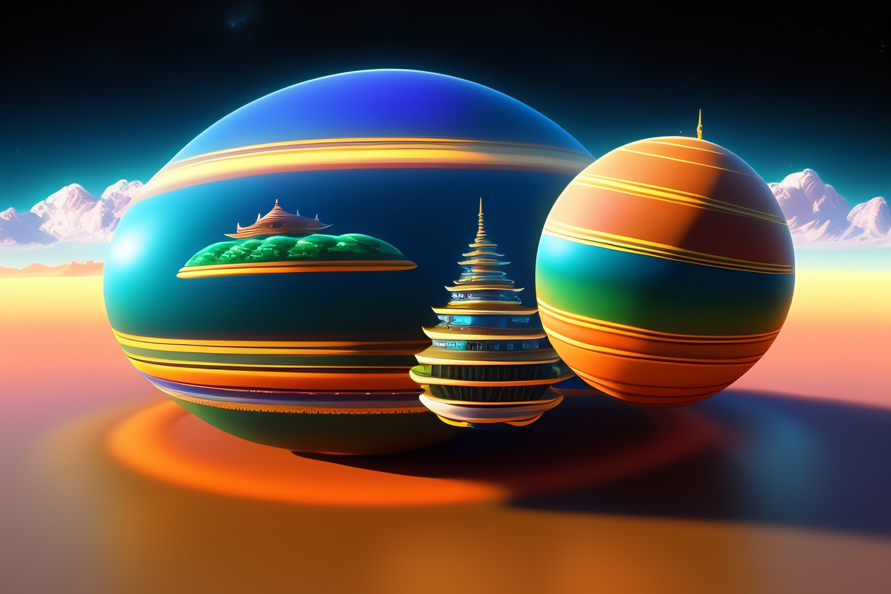 Lexica - 3d illustration of planet of king kai from dragon ball z
