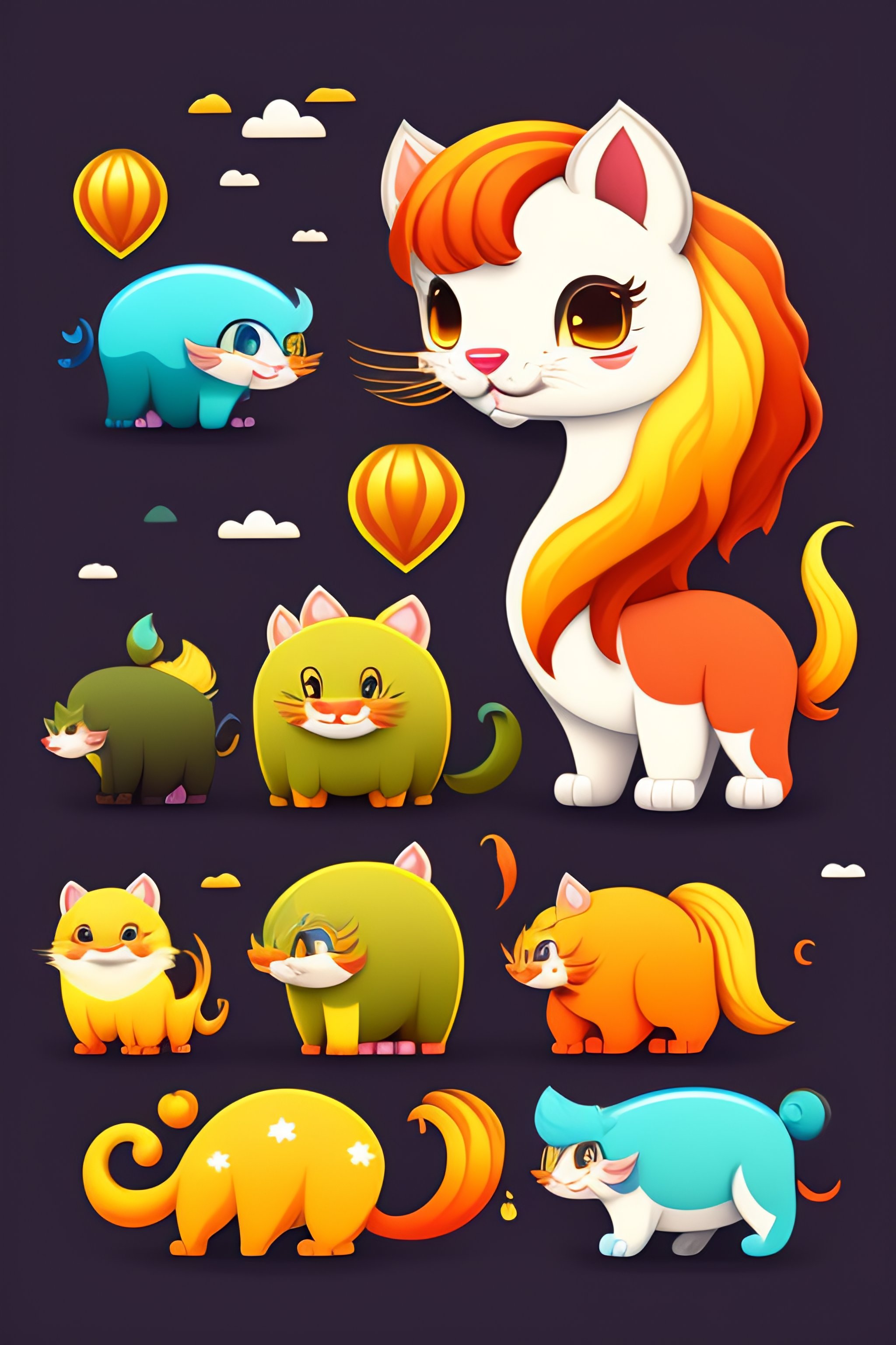 Lexica - Flat CUTE merlion 2d character design vector