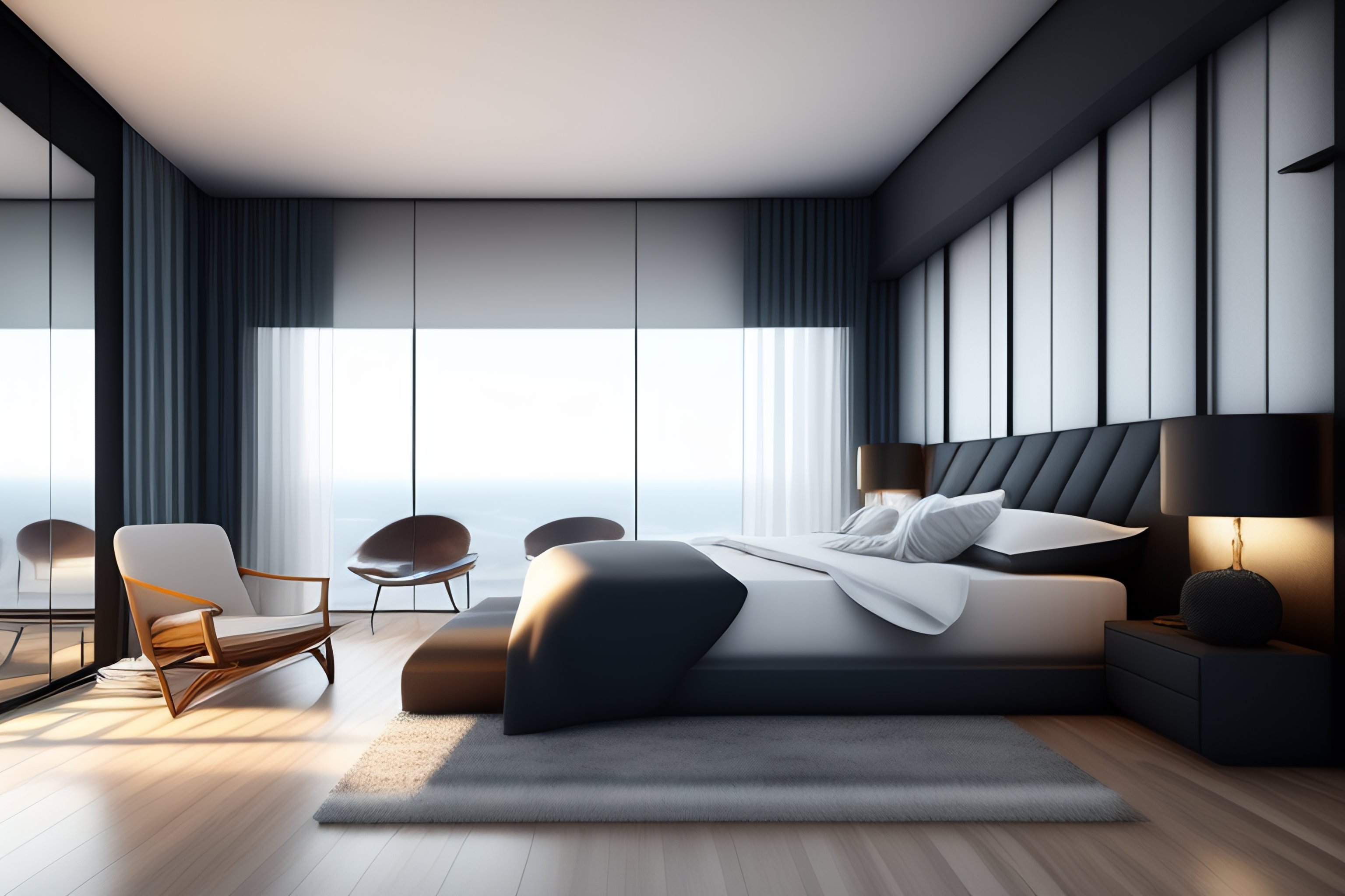 Lexica - Symmetry, parallax mapping of brutalist bedroom, minimalist ...