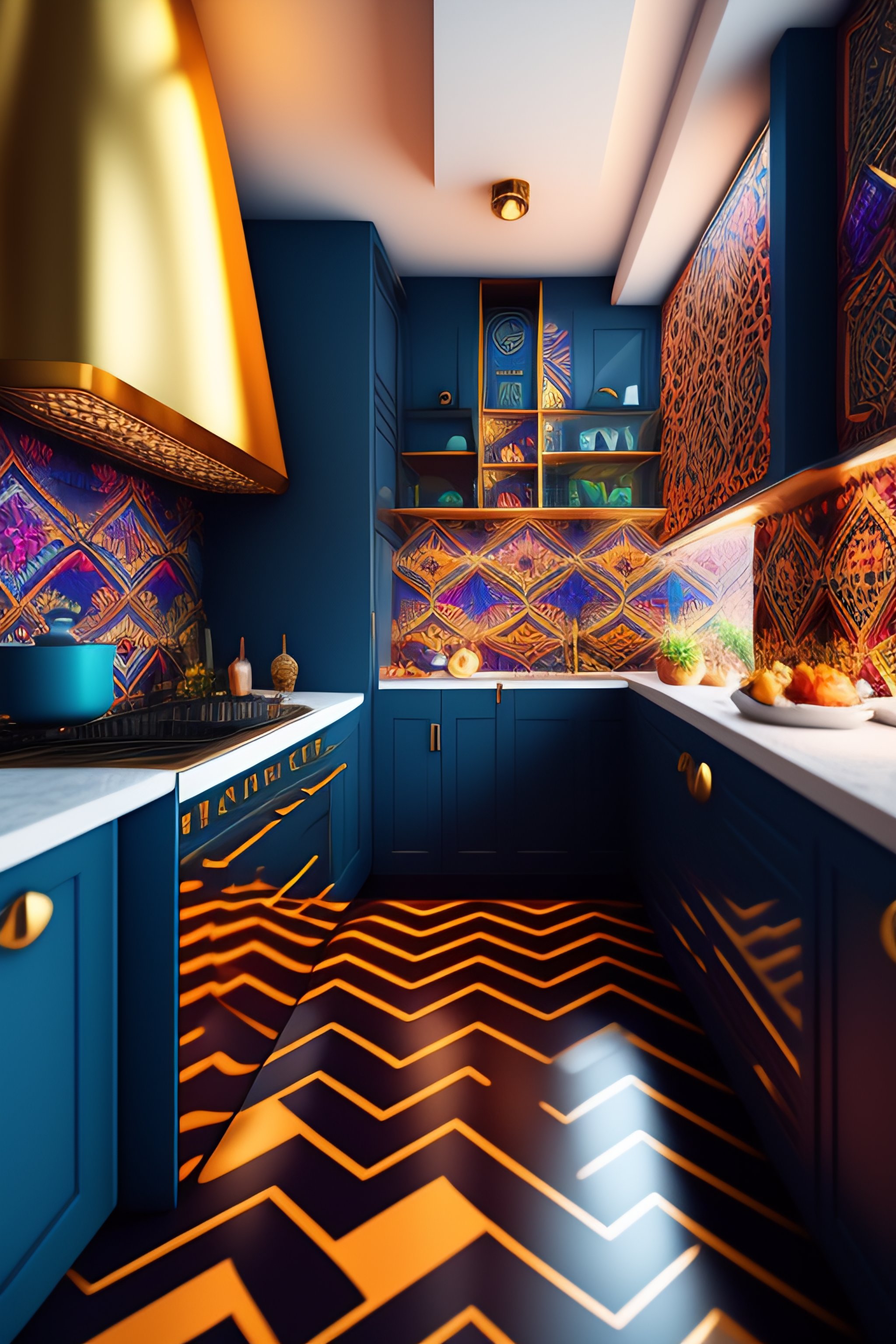 Lexica - The most psychedelic geometric patterned kitchen imaginable ...