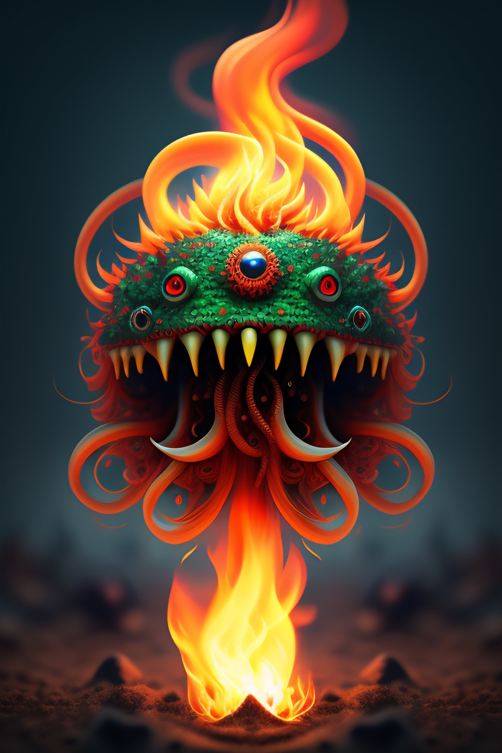 Lexica - Monster with 10 eyes, 3 mouths and 100 teeth, 5 tentacles and ...