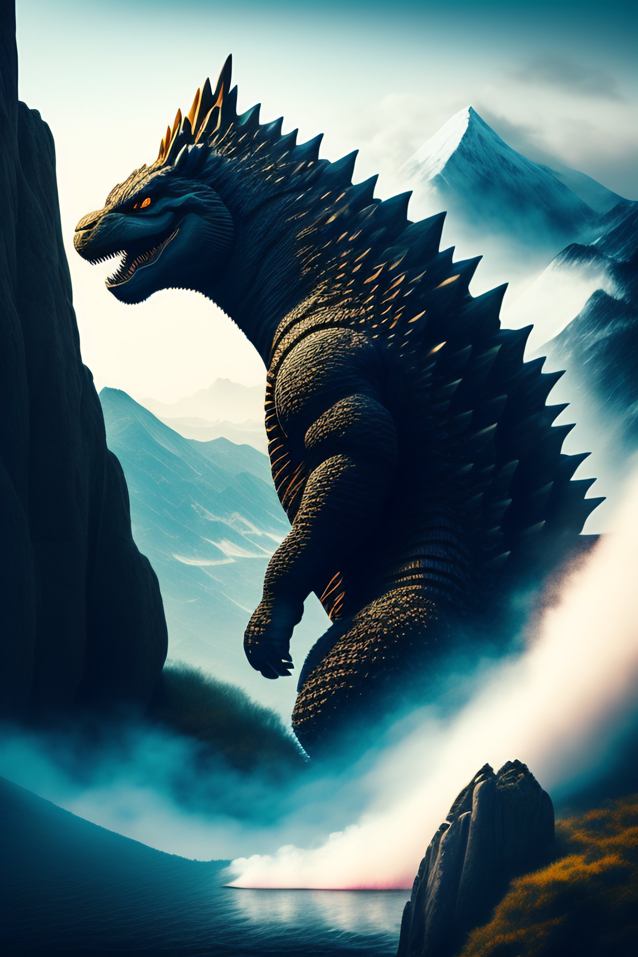 Lexica - Godzilla in a mountain