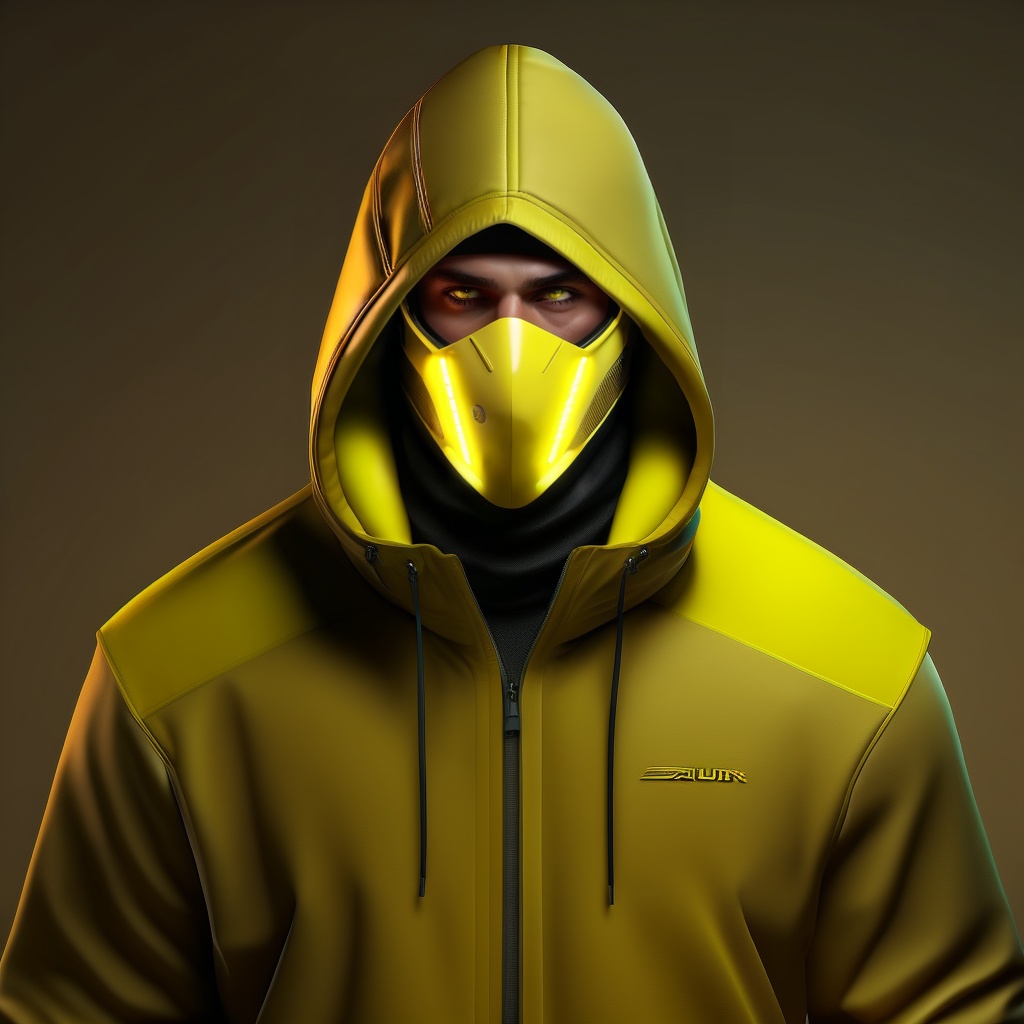 Lexica - Male character, yellow, with hood, full face mask, neon yellow ...