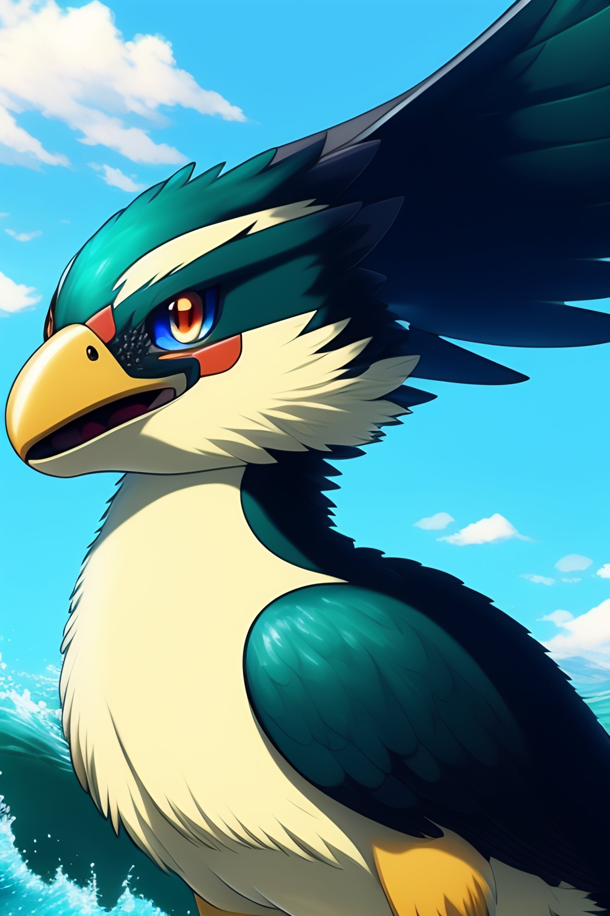 Lexica - Anime illustration of a Pokemon Blue Coloured Seahawk
