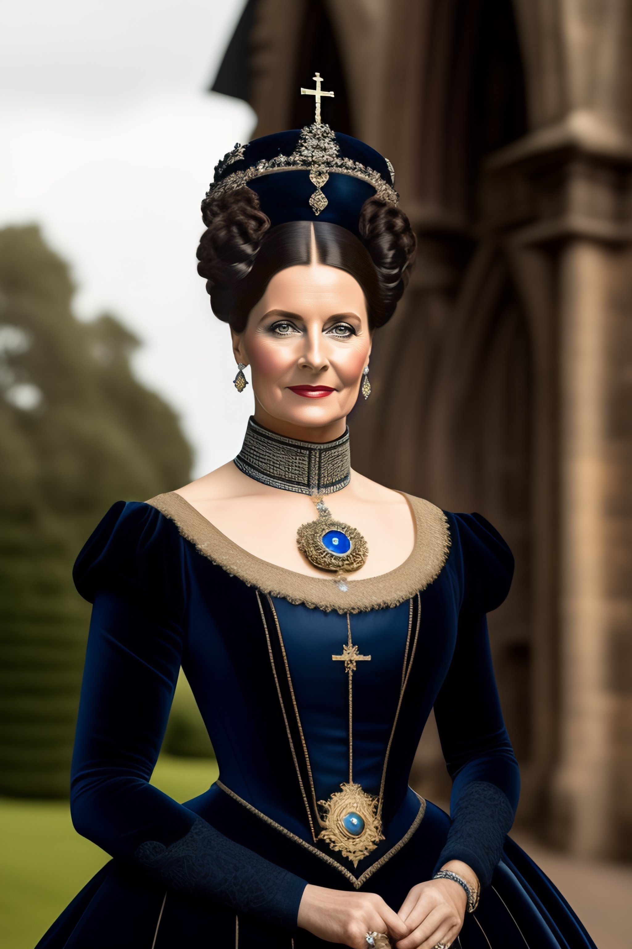 Lexica - Picture of a victorian dowager queen wearing long black dress ...