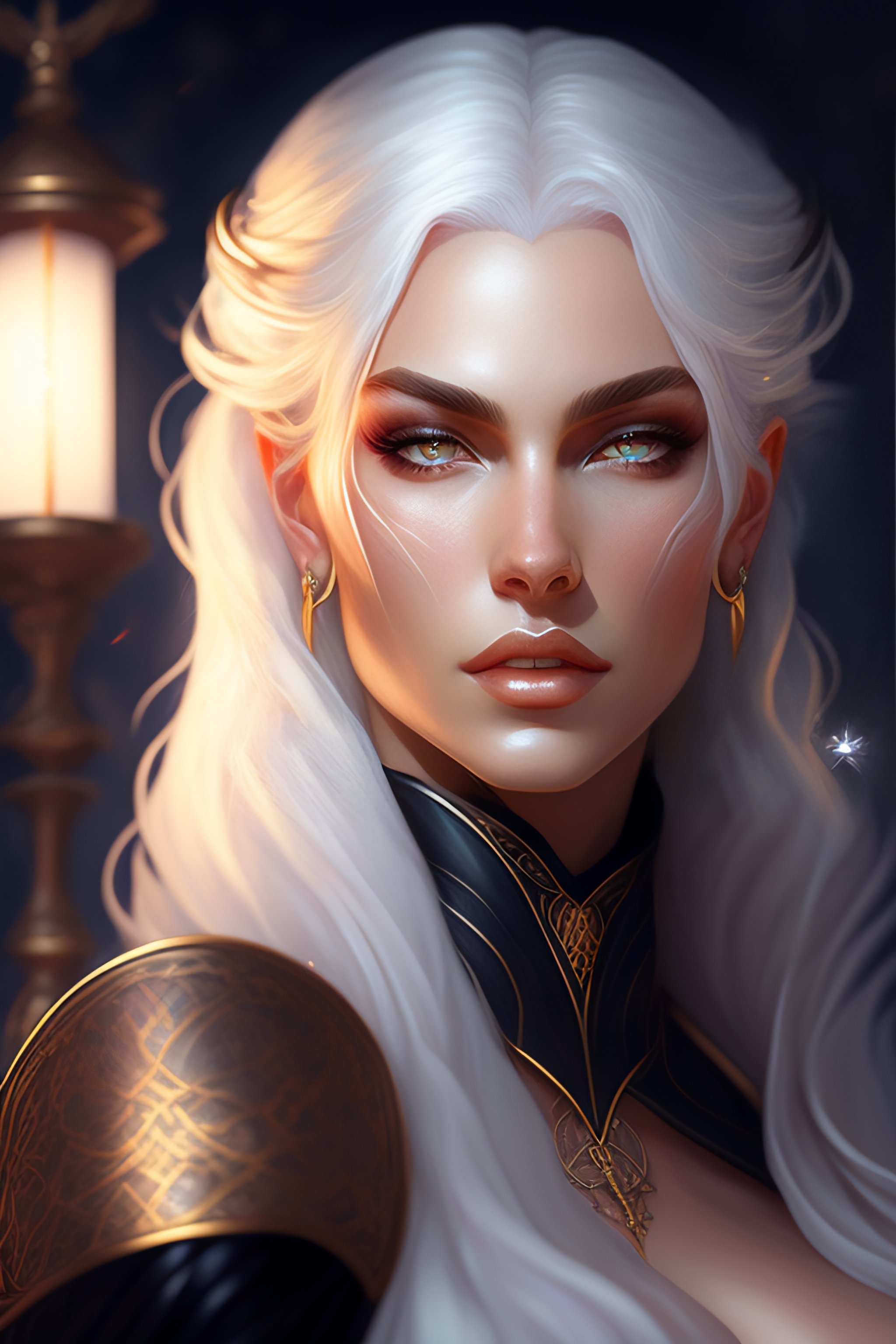 Lexica - White hair witch glare, fantasy magic, dark pin-up style hair ...