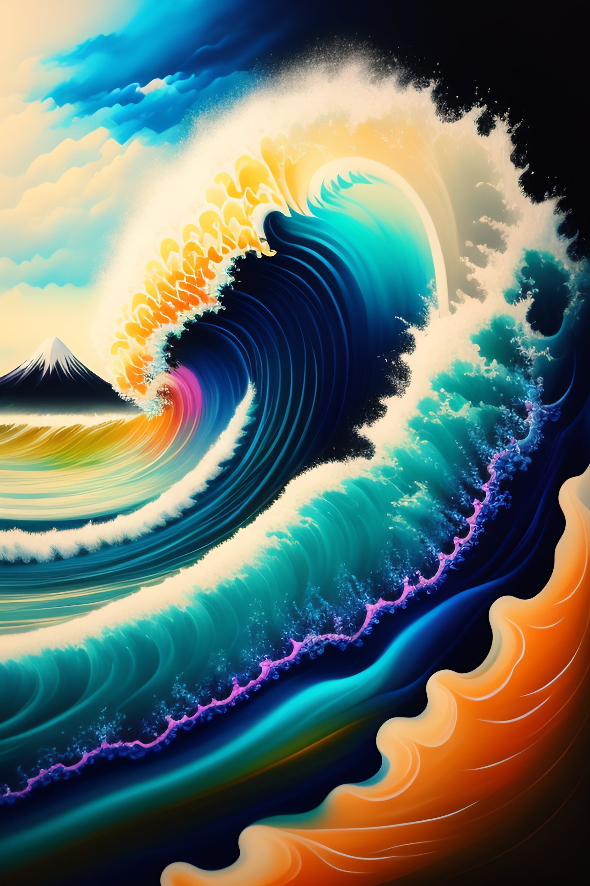 Lexica - Japan style painted wave, abstract