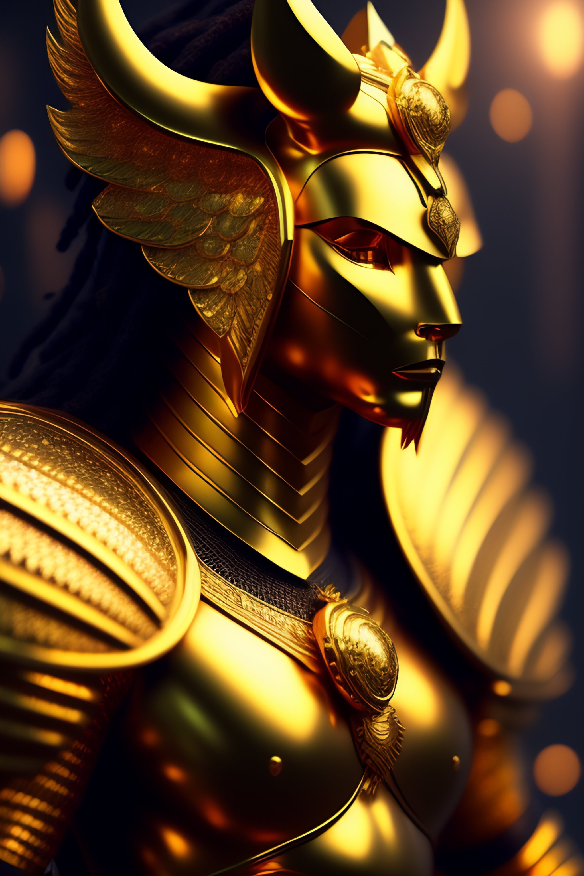 Lexica - Golden armored mayan knight, shining metallic, warrior like ...