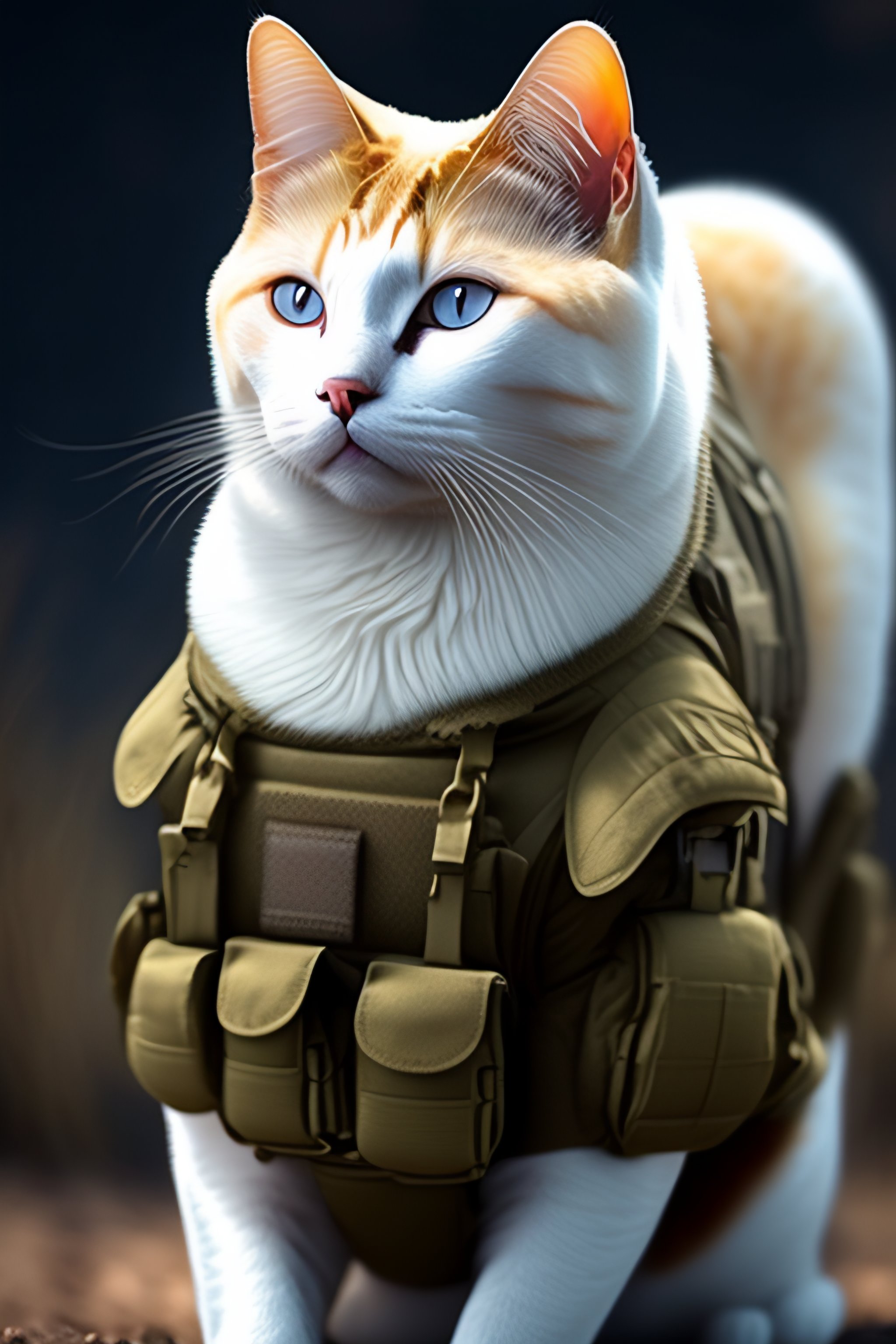 Lexica - Masterpiece, special force white cat, wearing tactical armor ...