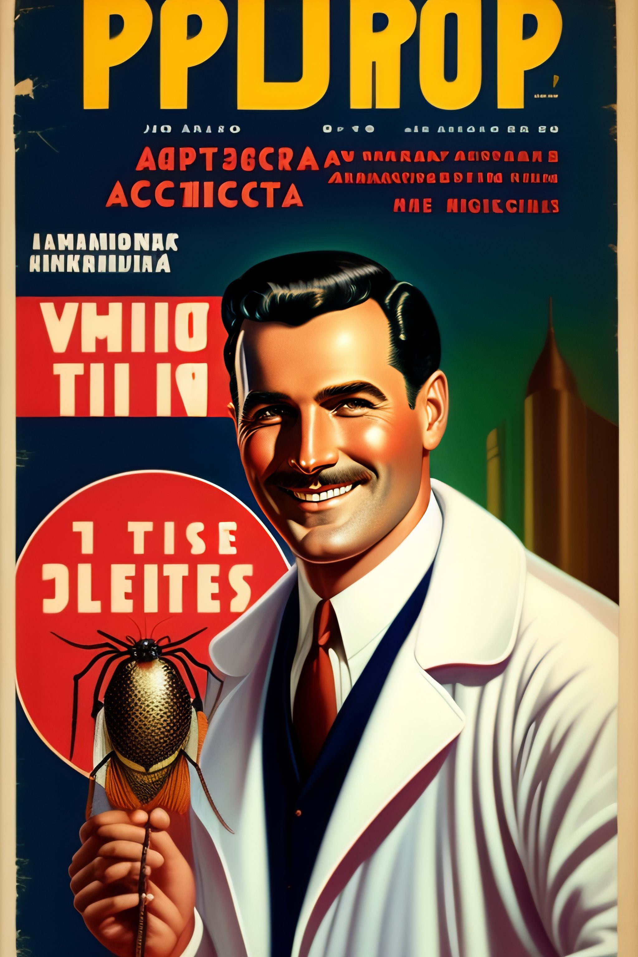 Lexica - 1945 pulp magazine poster of a middle aged man doctor in a ...