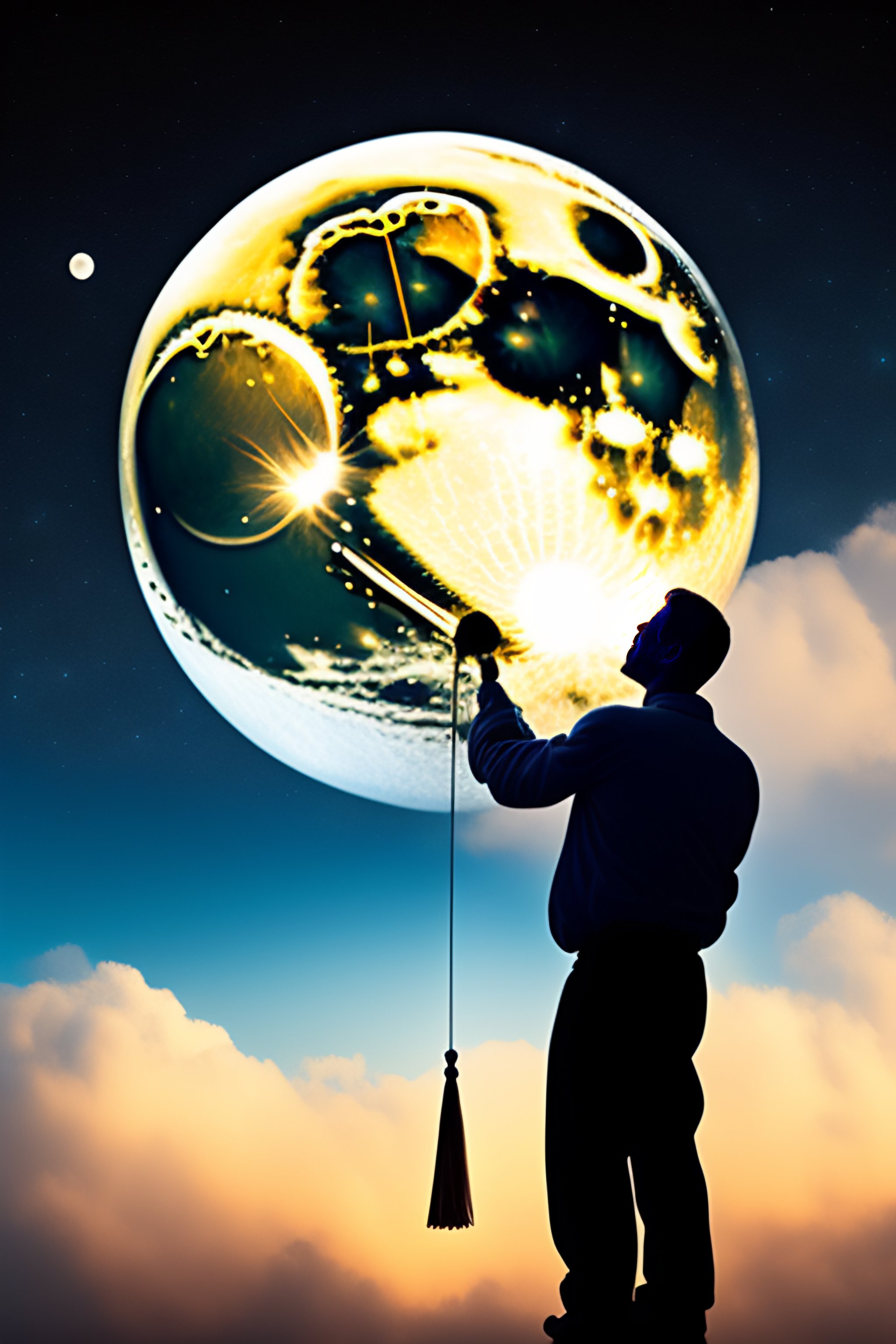 Lexica - Hanging the moon in the sky like a christmas decoration