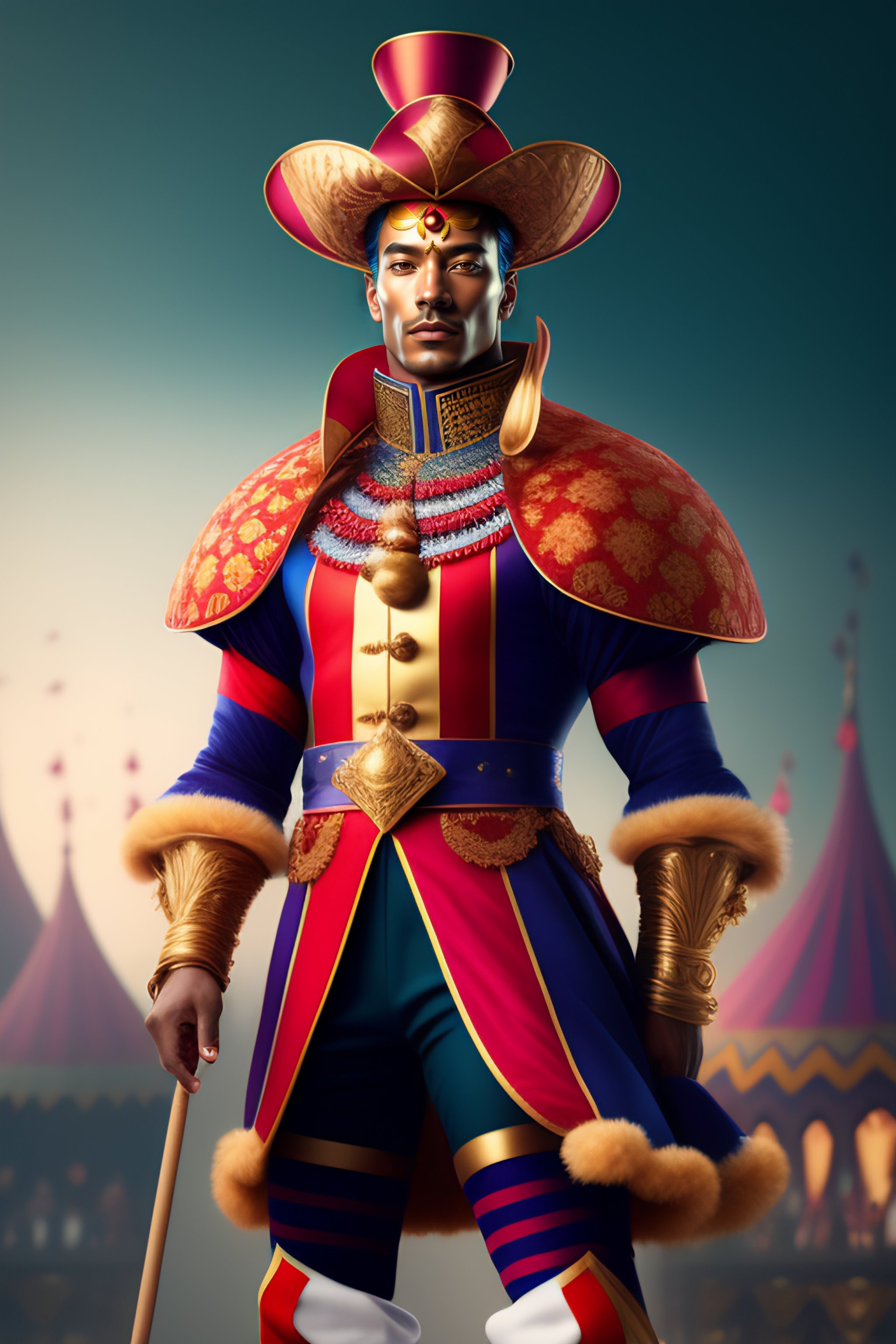 Lexica - Award winning digital portrait of a male harlequin wearing a ...