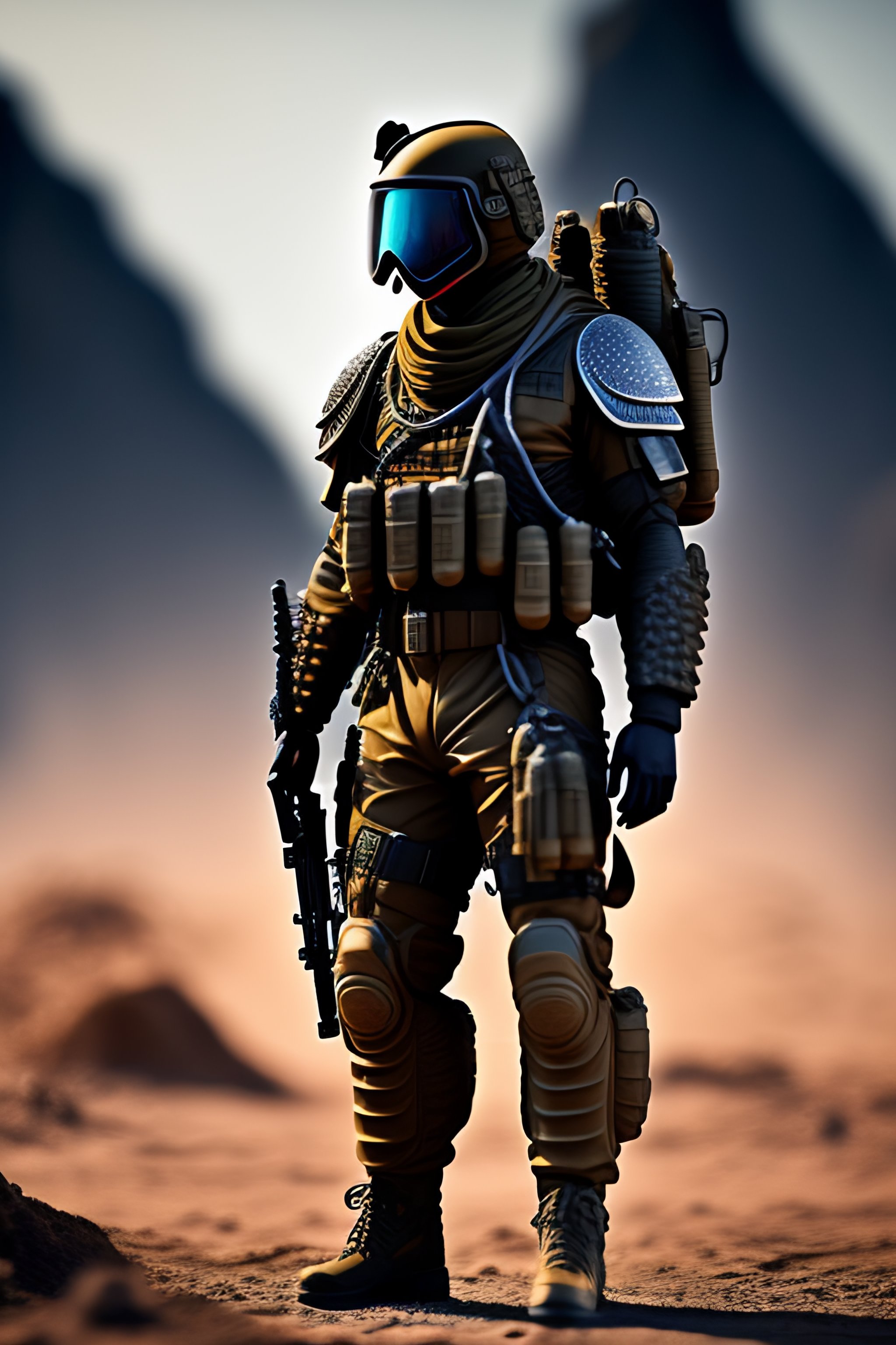 Lexica - A cyber warrior in a burnt land, extremely highly detailed ...