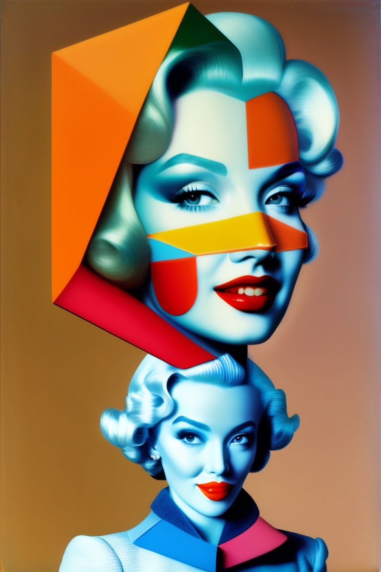 Lexica - Marylin Monroe, by Max Ernst and Murakami, cubism, dysopia