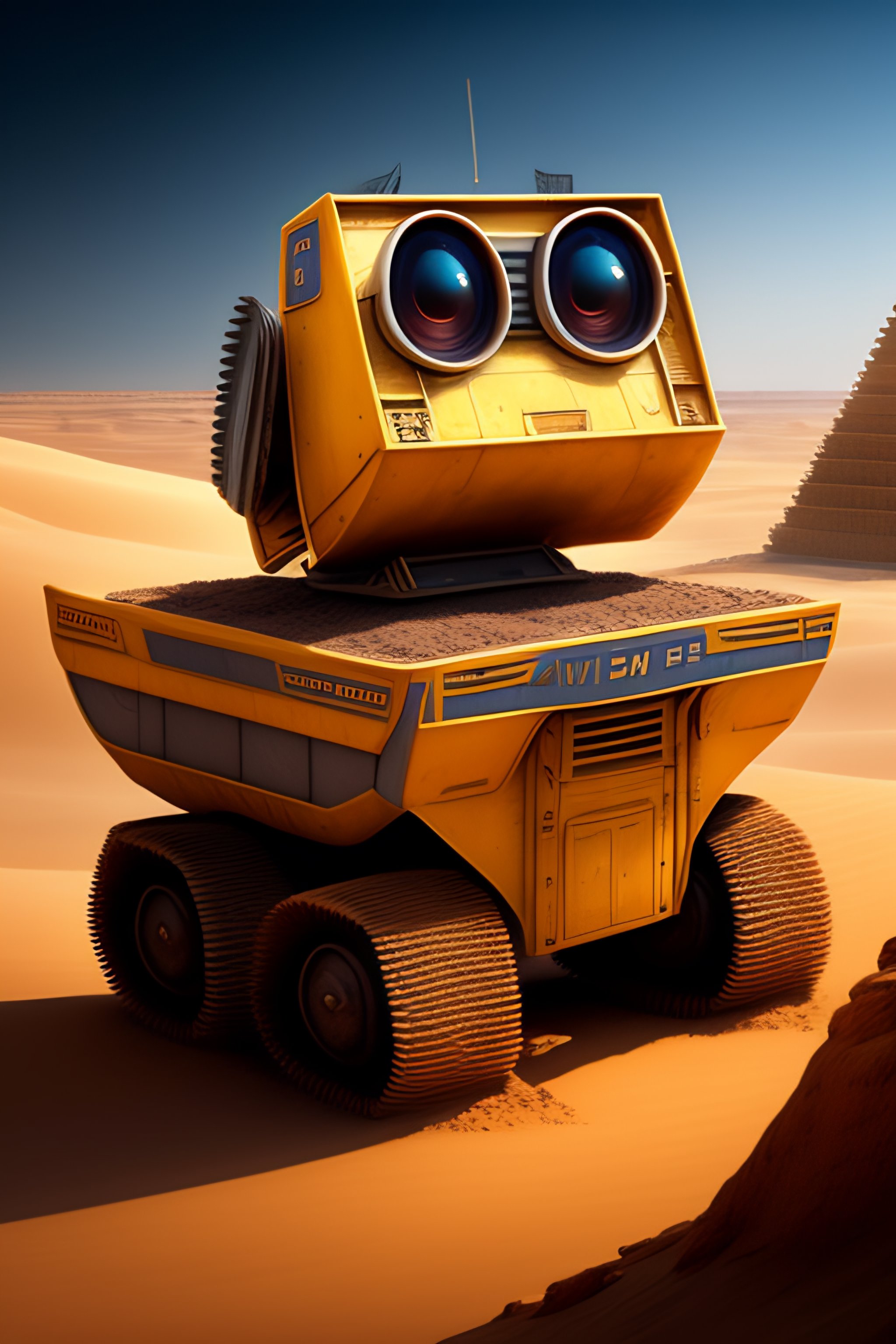 Lexica - Wall-e from movie (wall-e) at pyramids, pixar style