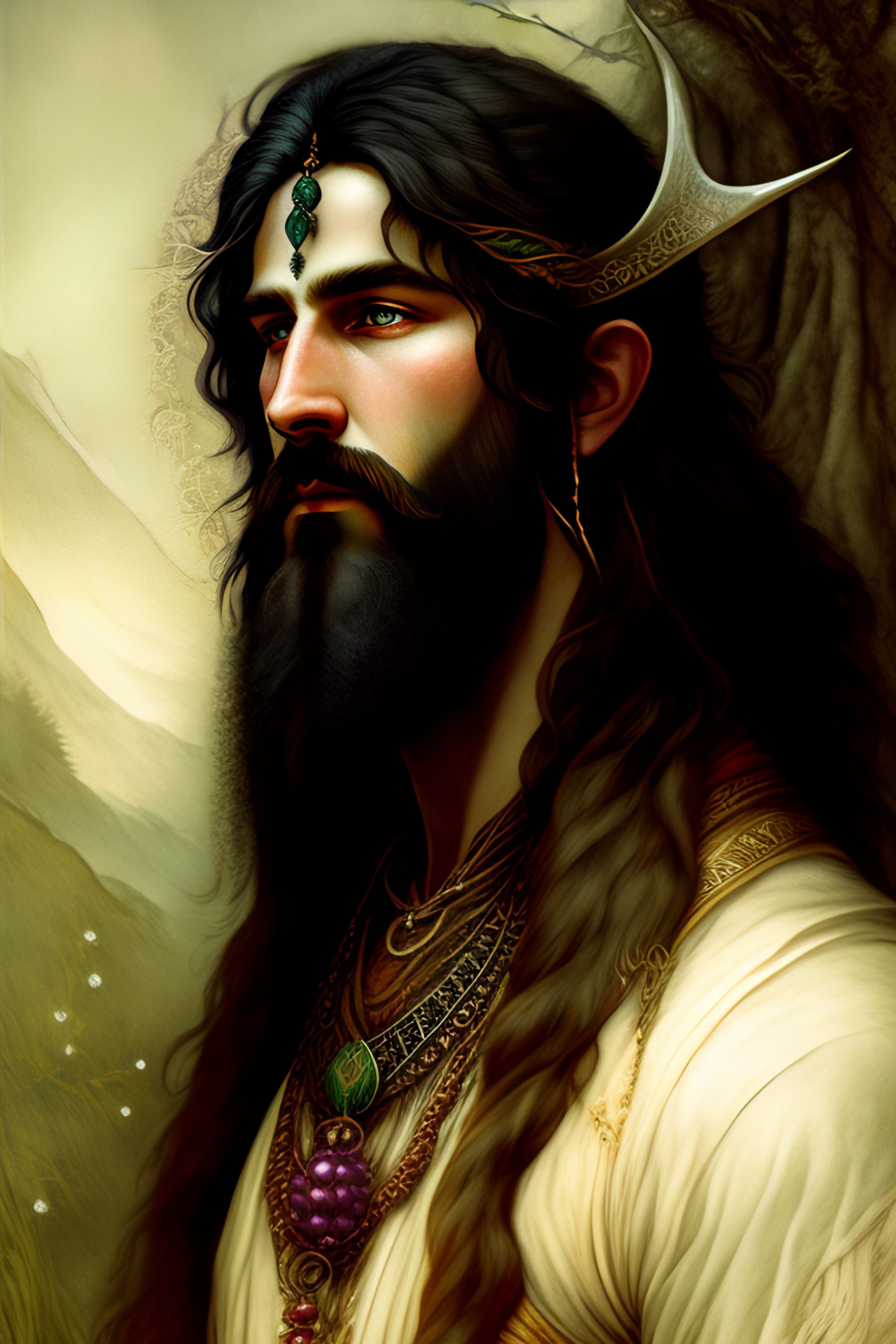 Lexica - Art by Arthur Rackham, druid, young bearded man, beast ...