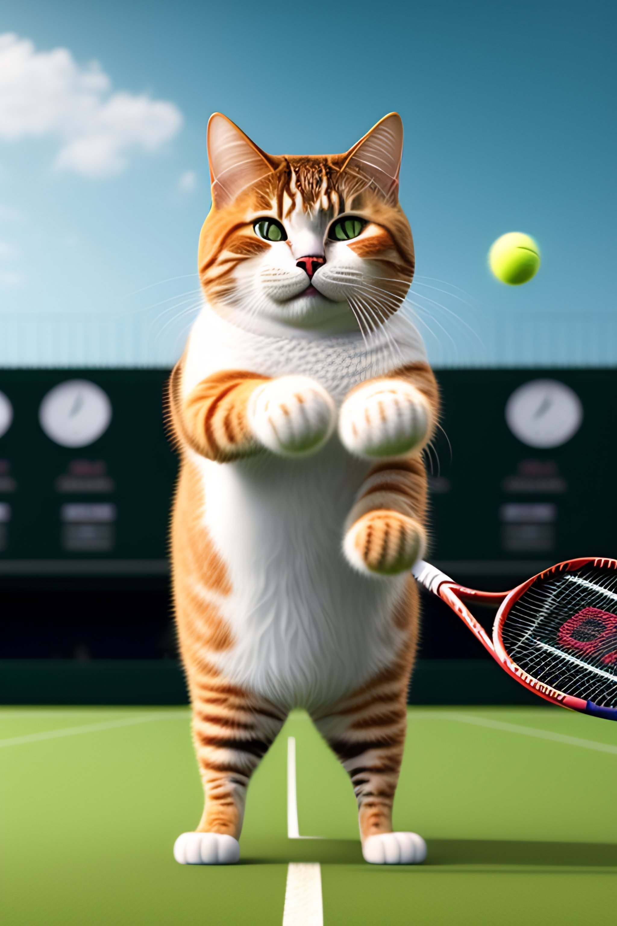 Lexica - Garfield cat playing tennis at wimbeldon central court dressed ...