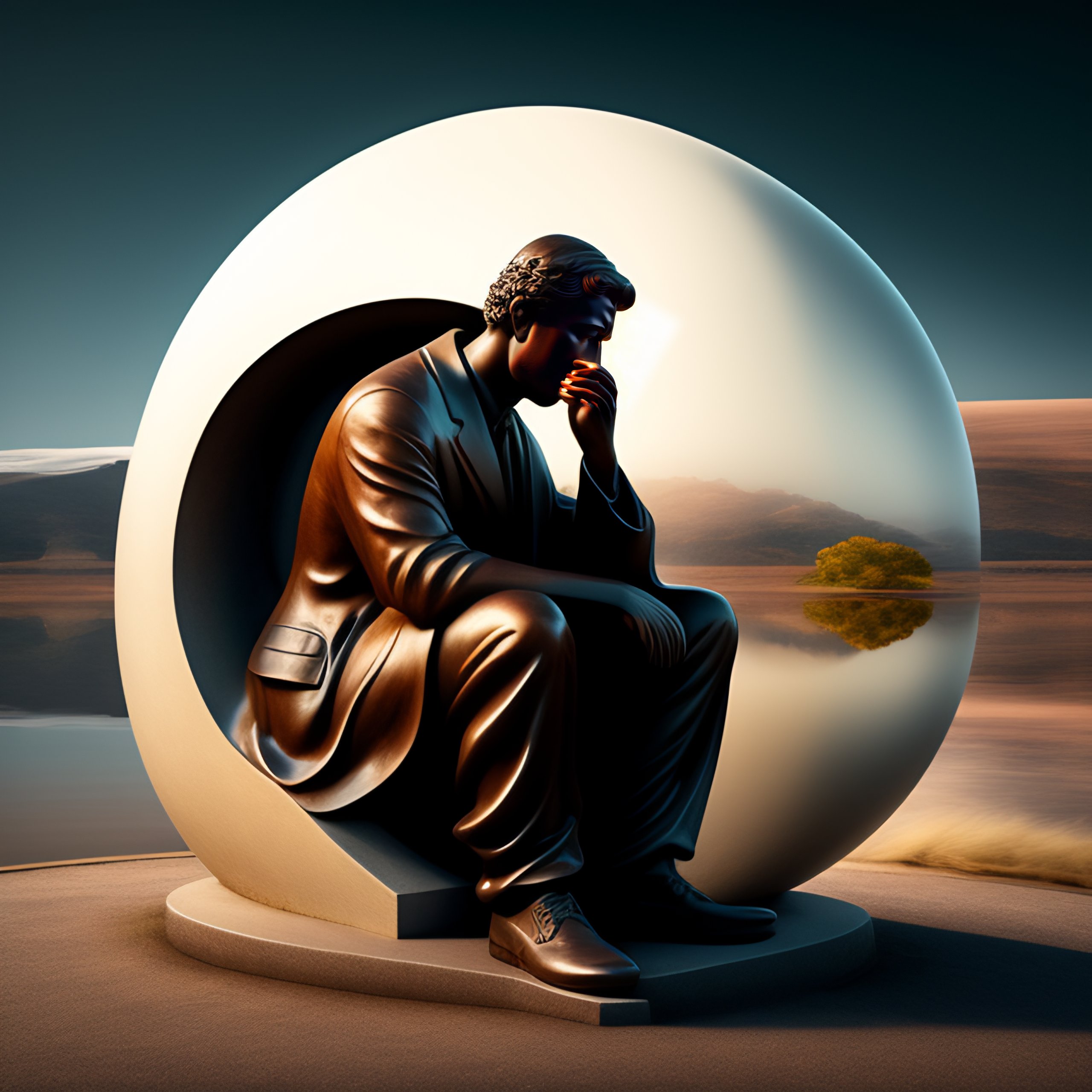 Lexica - Ultra hd! editorial, worry room, a statue of a thoughtful ...