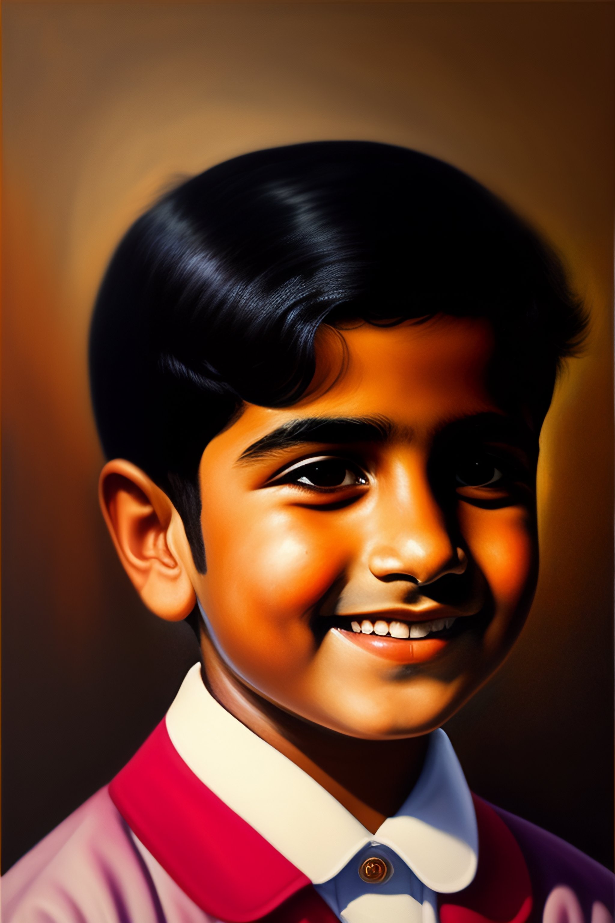 Lexica - Gautam Adani a kid, smile, sad old color, oil paint, realistic