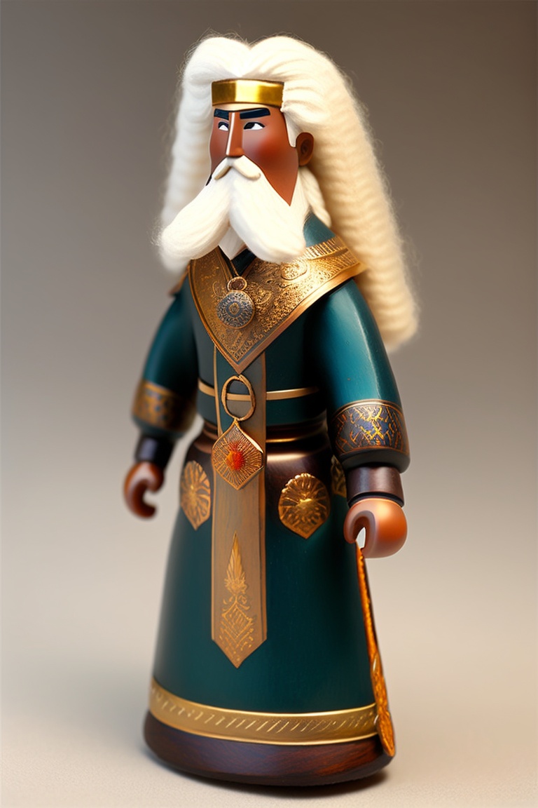 Lexica - Rustic painted wooden toy of a priest with long tunic, afro ...