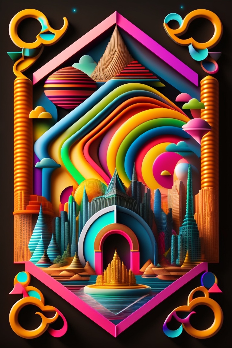 Lexica - Lost city of atlantis, colorful pop out art, LSD trip design ...