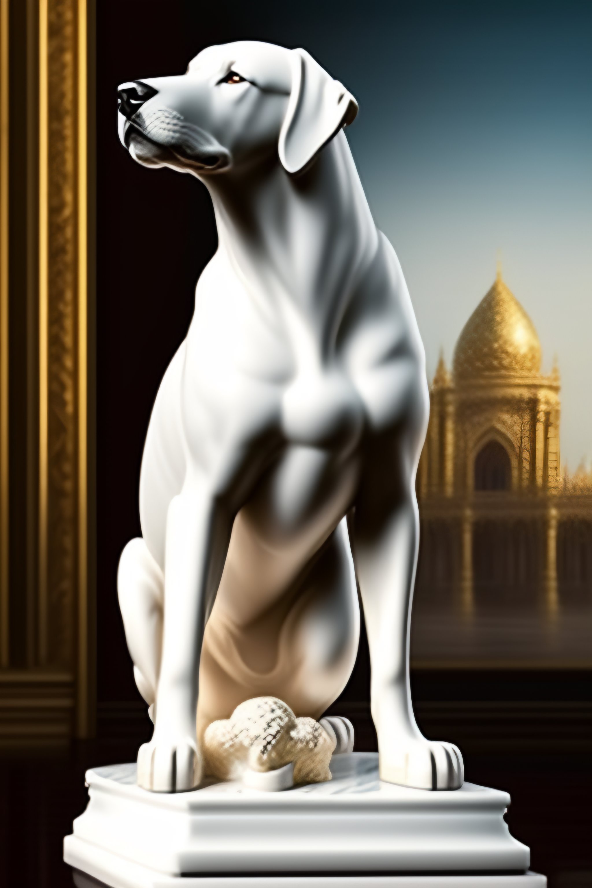 Lexica - A white marble statue of a Staffordshire dog, so I’ve just I ...