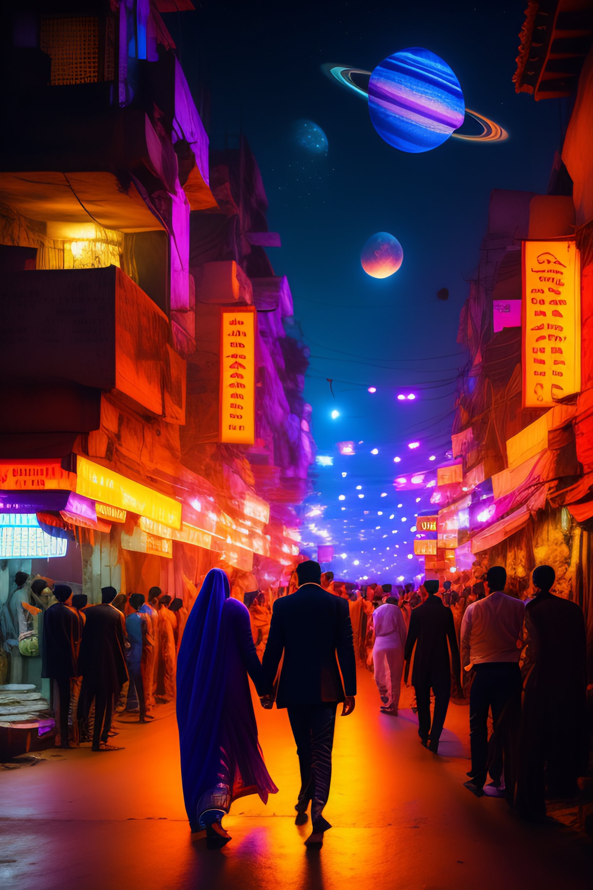 Lexica - A futuristic, fantasy inspired, neon lit Chandi Chowk, Old ...