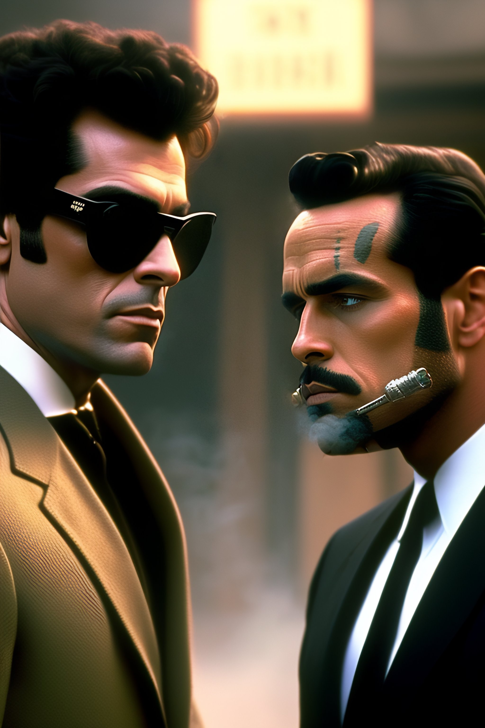 Lexica - 2 masked men from the movie men in black smoking marihuana