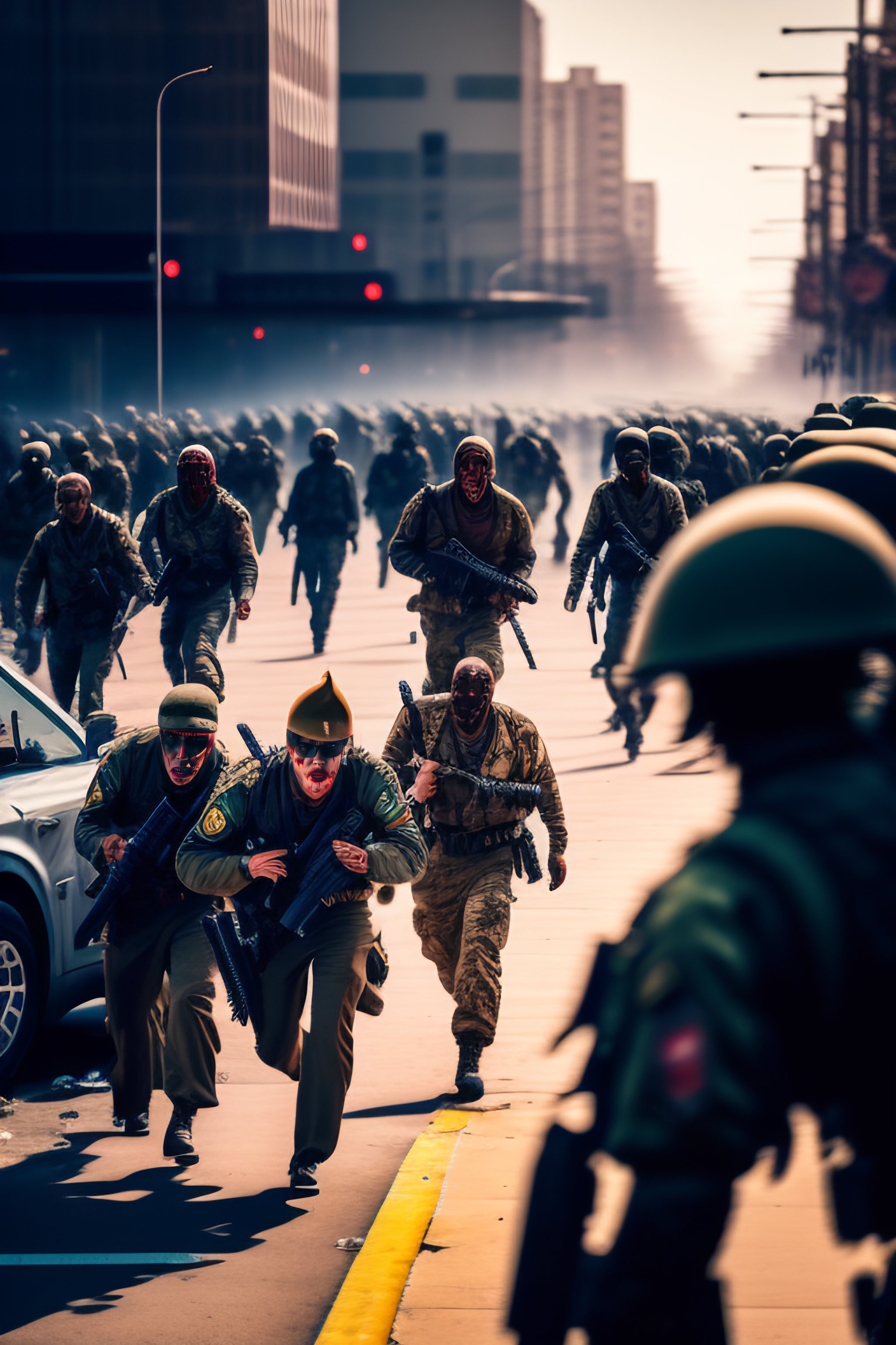 Lexica - Zombies attacking survivors in new your city, surrealism ...