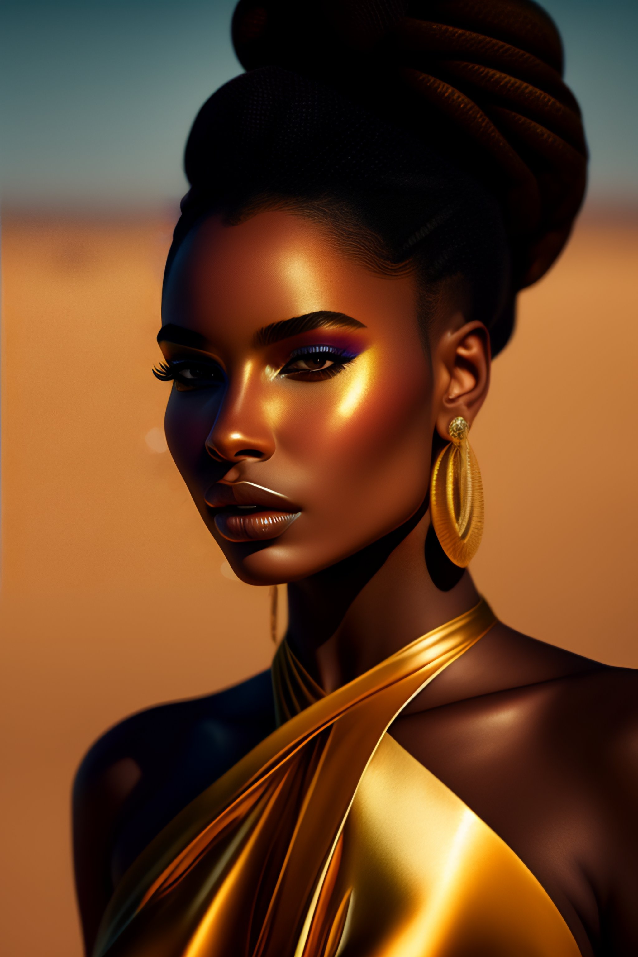 Lexica - A beautiful cinematic african american sand goddess, golden ...