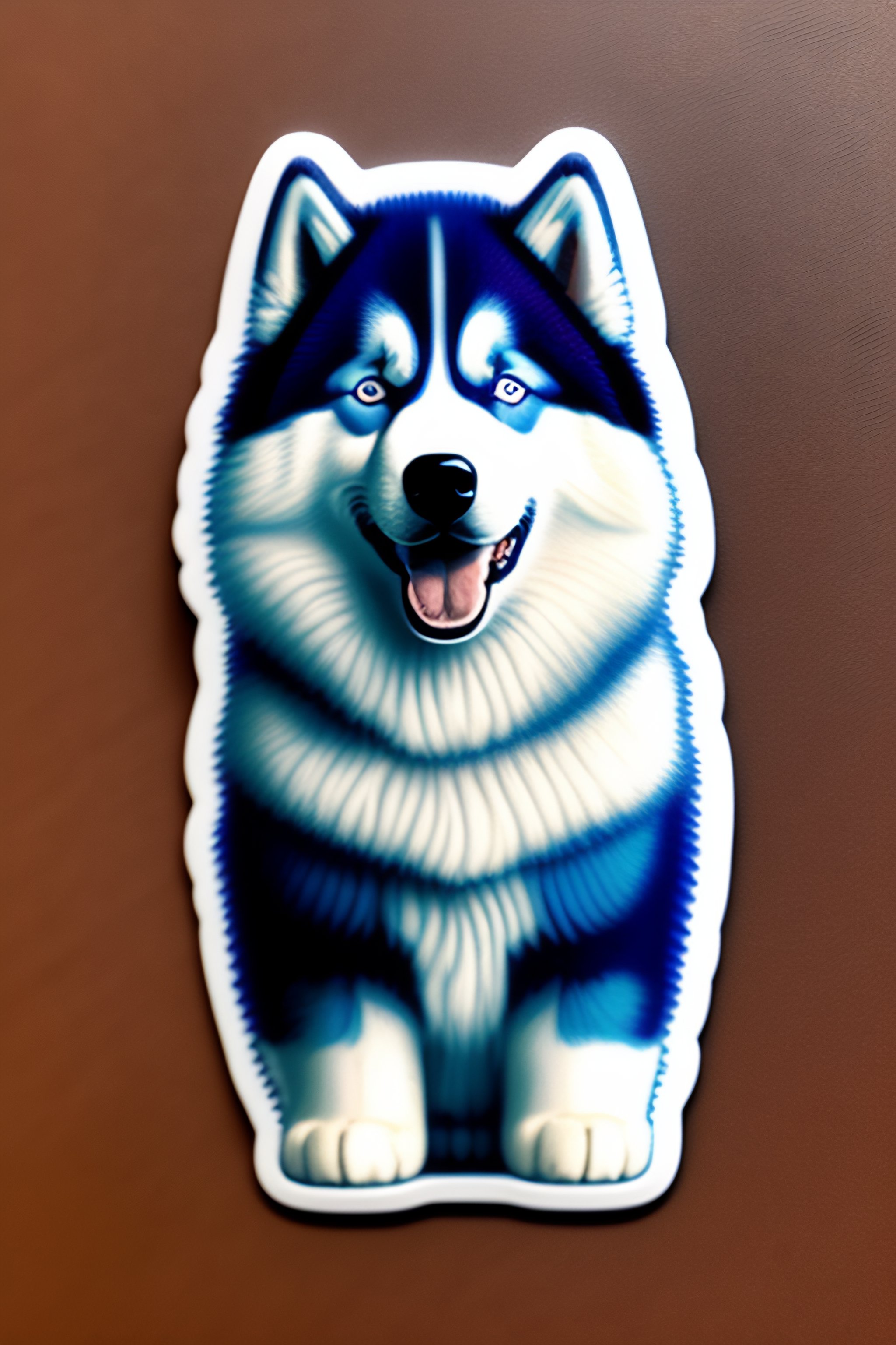 Lexica - A sticker of a fluffy husky puppy, with piercing blue eyes and ...