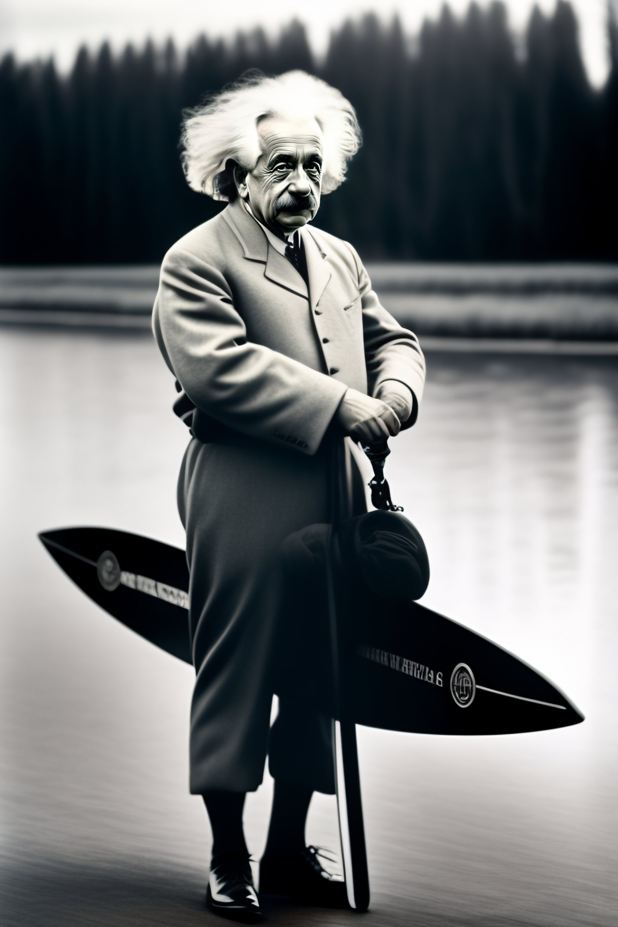 Lexica - Albert einstein, riding a oxboard
