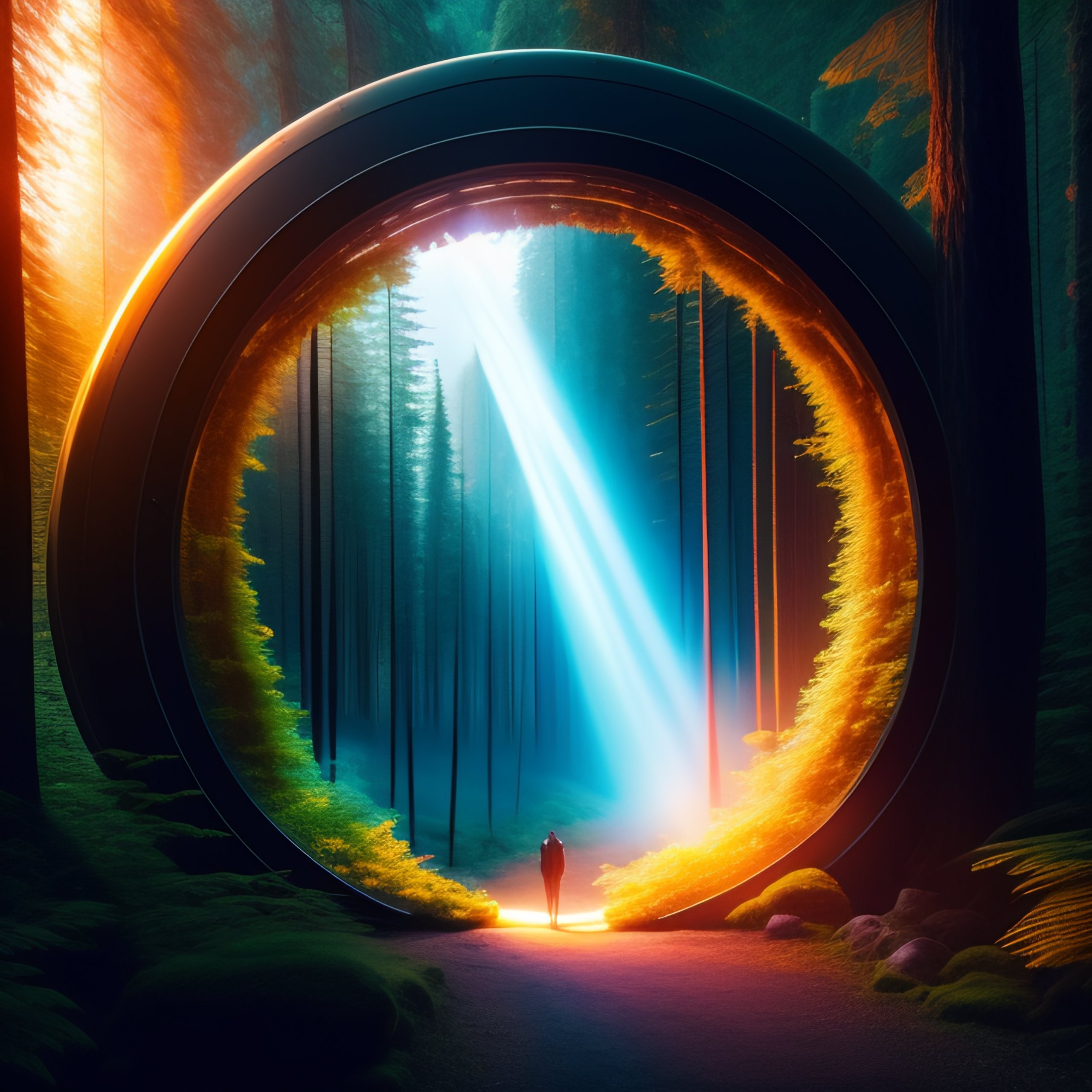 Lexica - Photograph of a glowing intergalactic portal that was ...