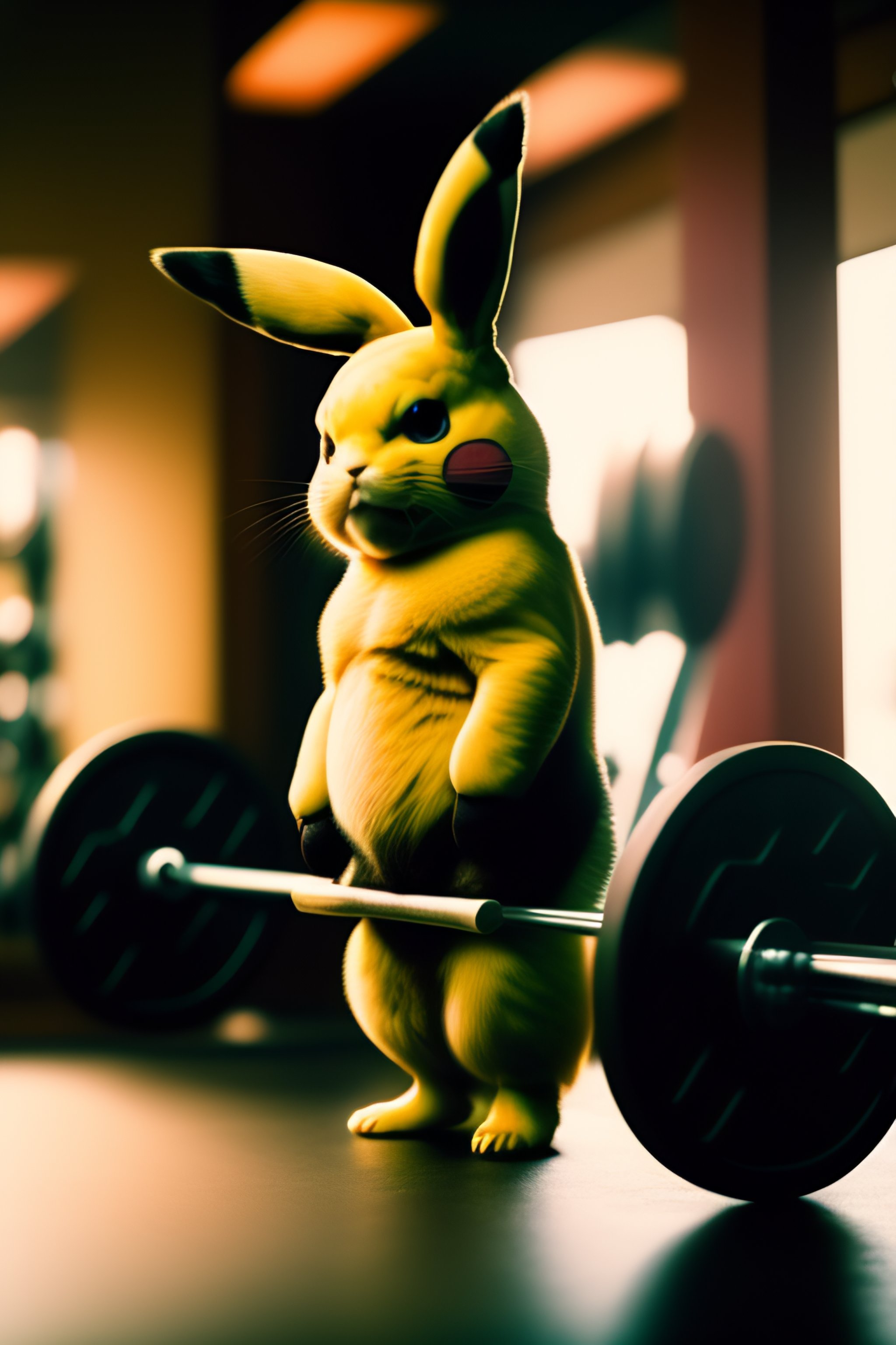 Lexica - Pikachu doing deadlifts and getting swole at a luxury gym ...