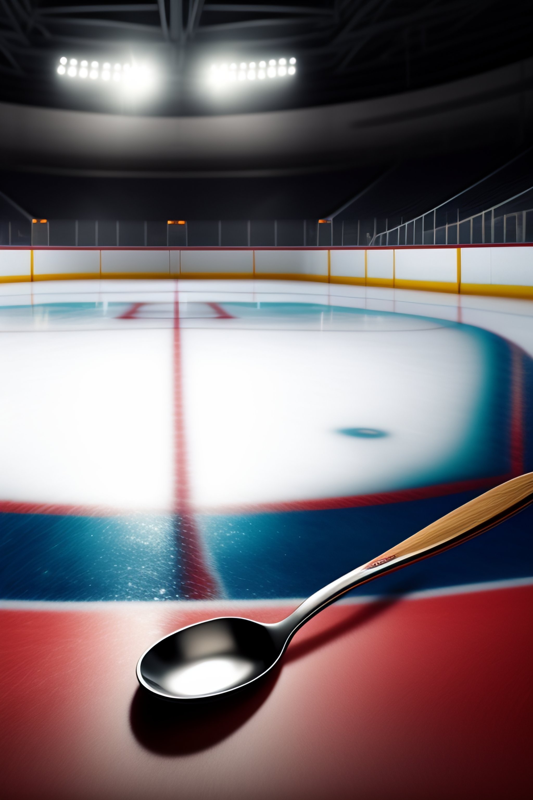 Lexica - Hockey Arena with a Spoon in the middle of the picture. Make ...
