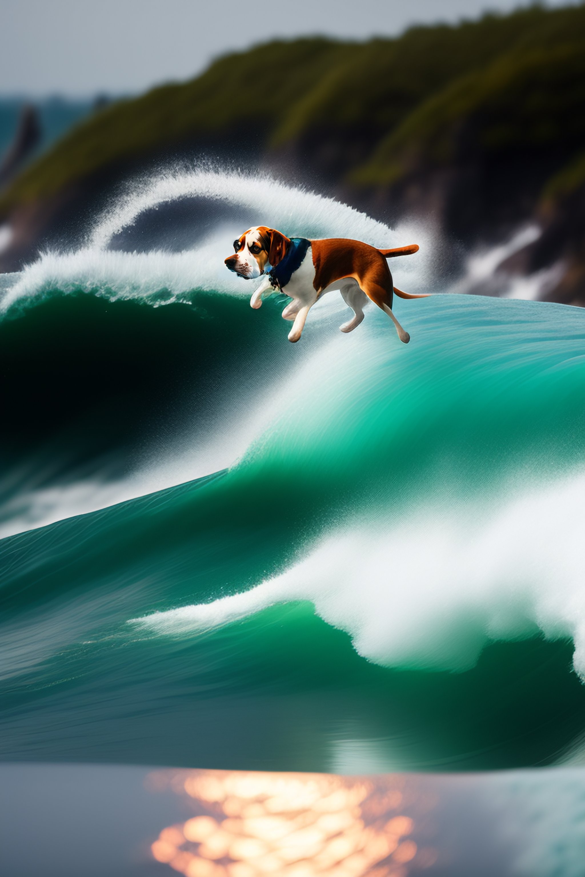 Lexica - Beagle flying over the ocean