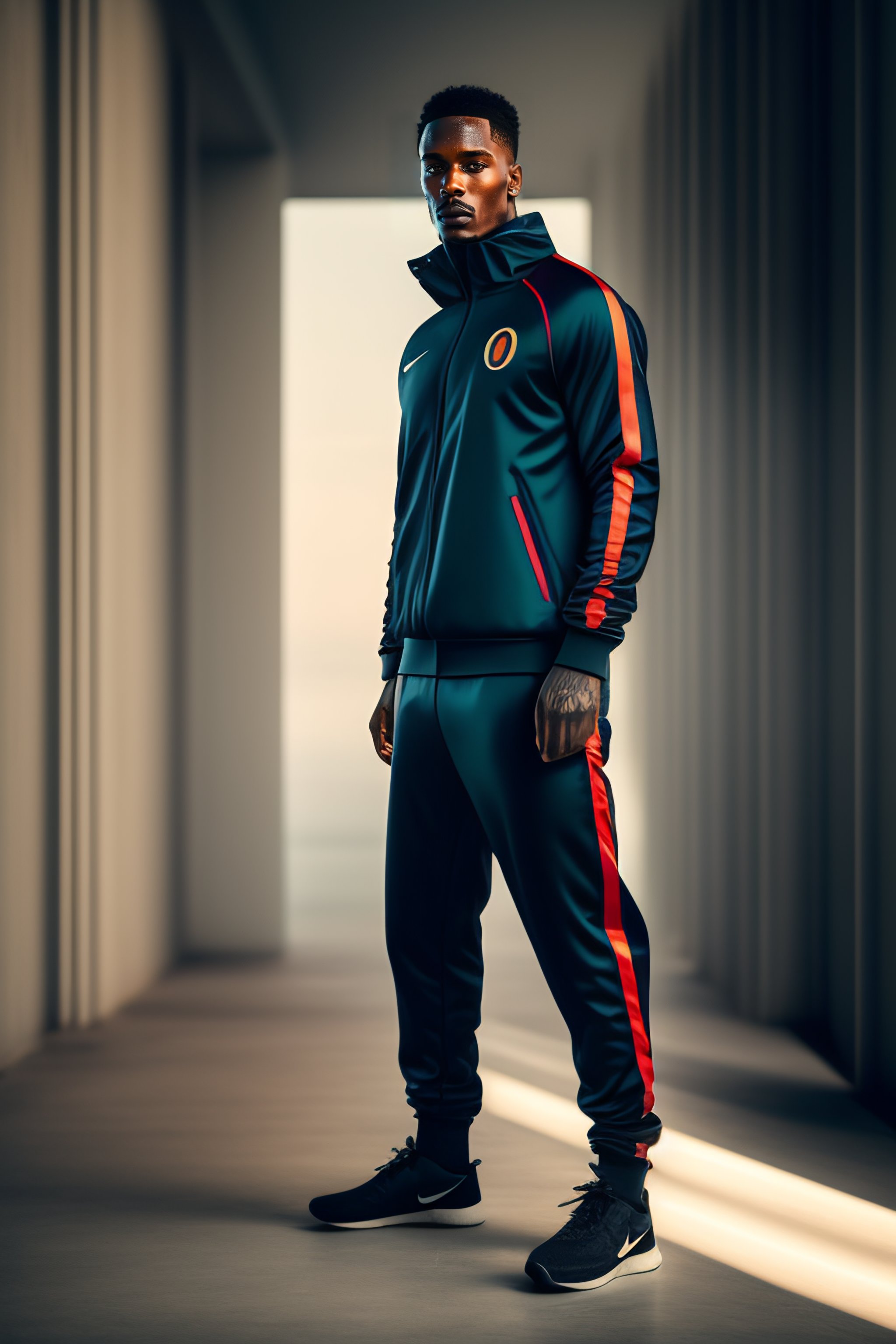 Lexica - Portrait of a tall criminal with a glass eye funny tracksuit