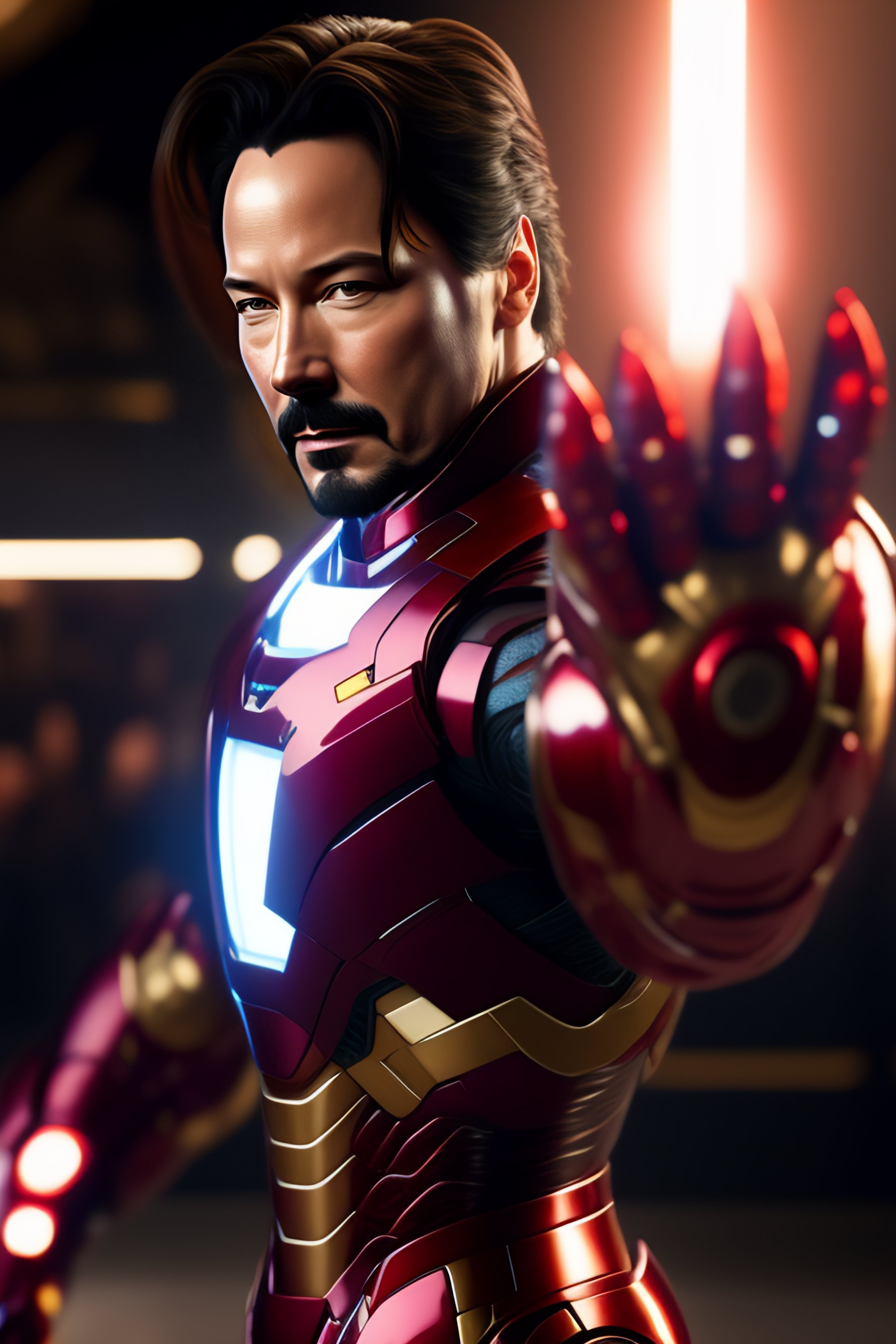Lexica - Keanu reeves as iron man with the infinity gauntlet, 8k, photo ...