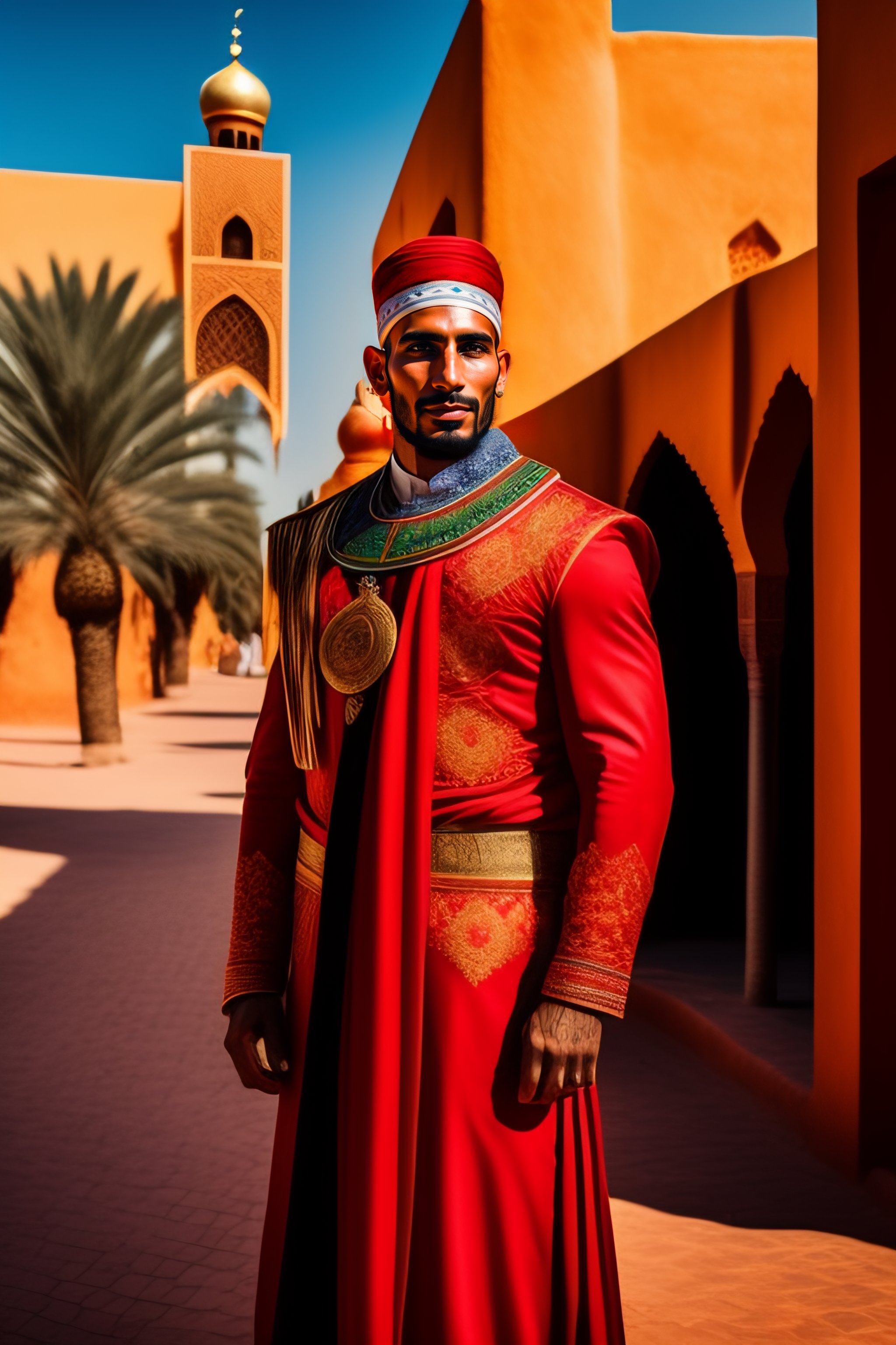 Lexica - Beautiful Moroccan man, wearing traditional clothes, standing ...