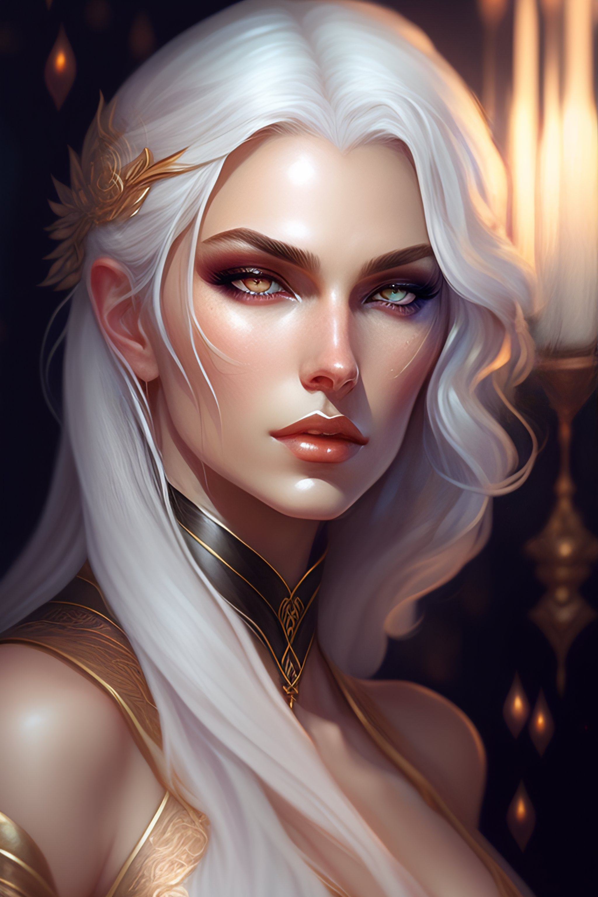 Lexica - White hair witch glare, fantasy magic, dark pin-up style hair ...