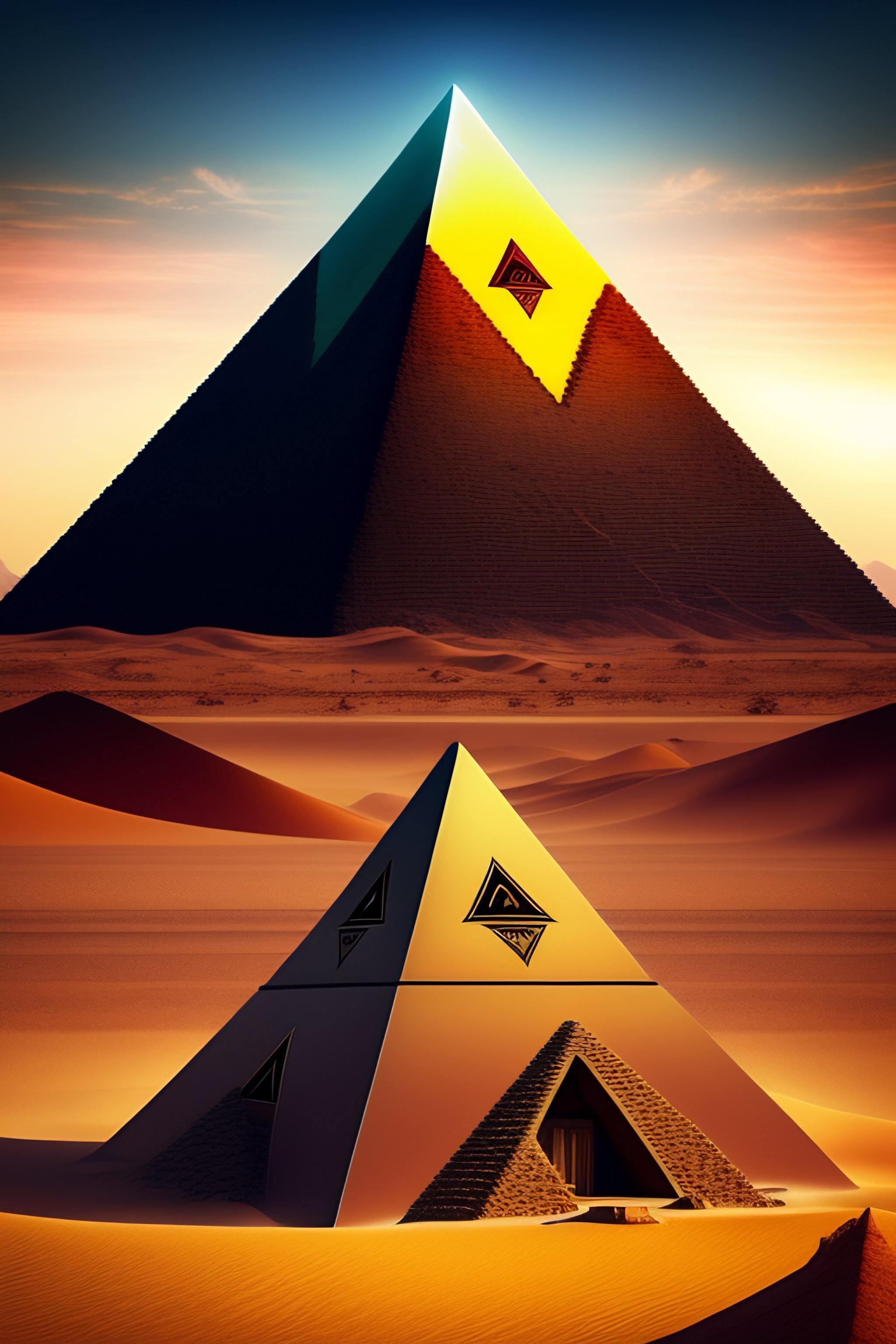 Lexica - In the desert there is an evil walking all seeing eye pyramid ...