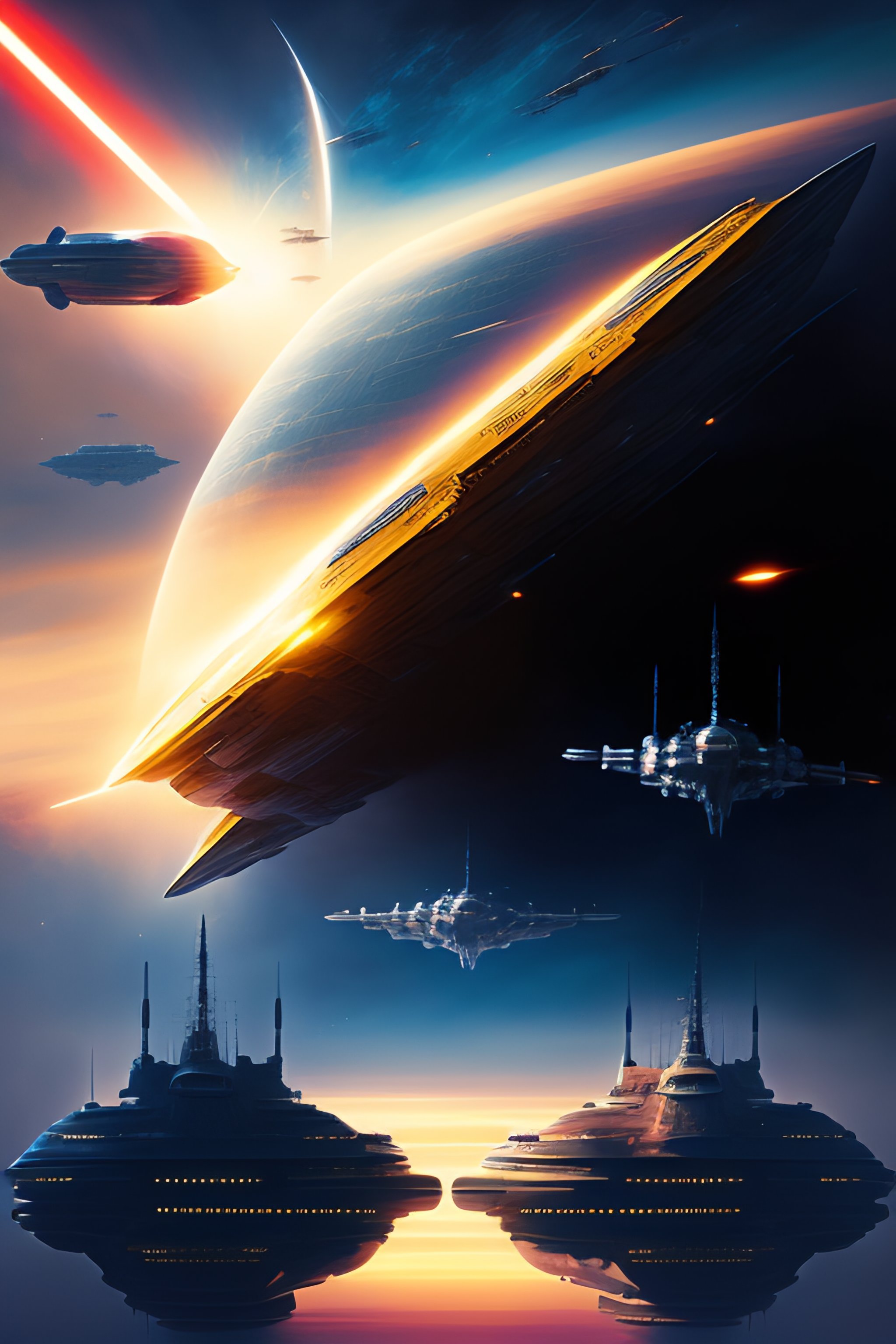 Lexica - A lot of Star Wars ship attacking a city on the Earth