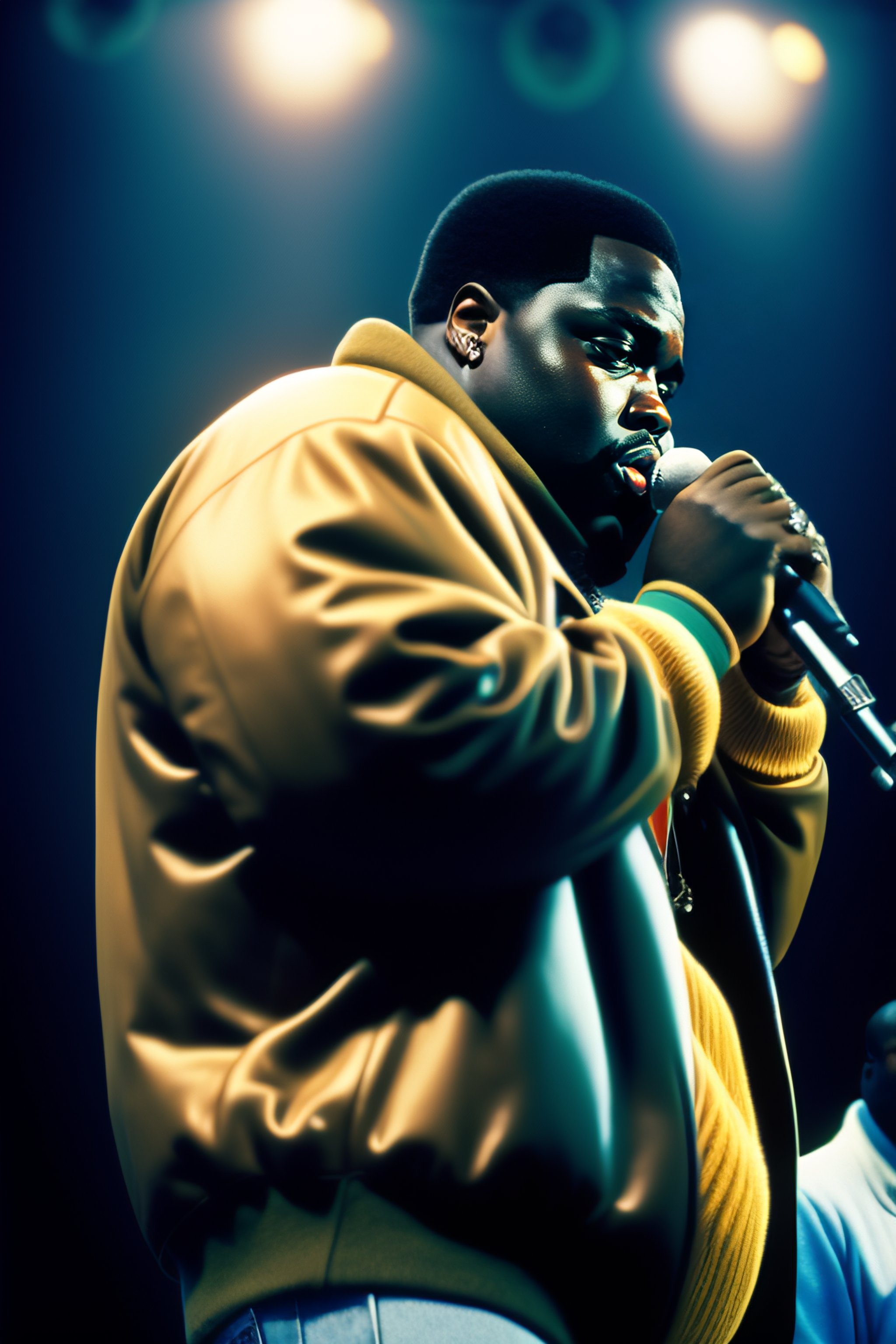 Lexica - Photograph, half body shot, portrait of the notorious b. i. g ...