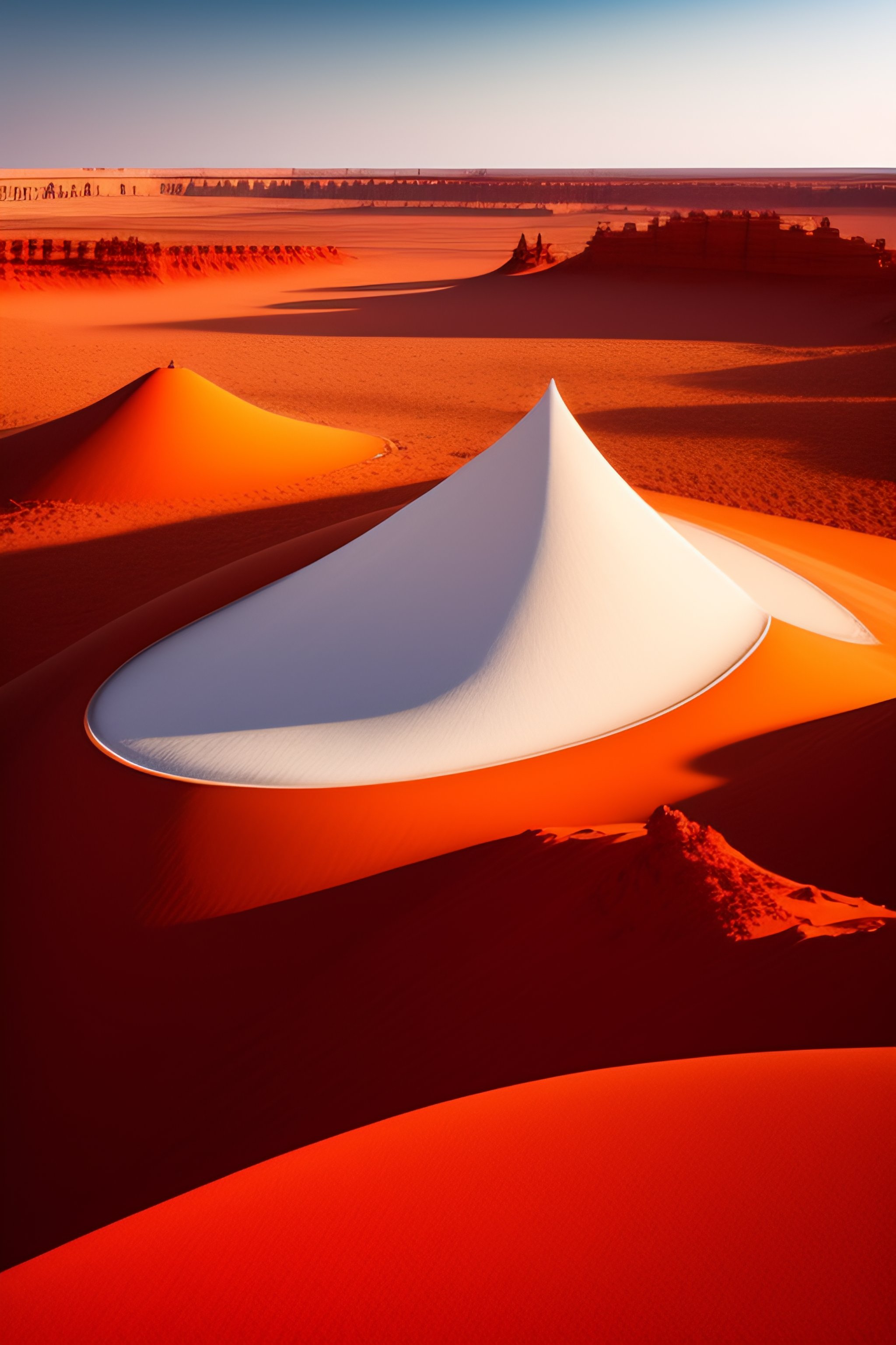 Lexica - White emerald desert base with red sand with moons in the sky ...