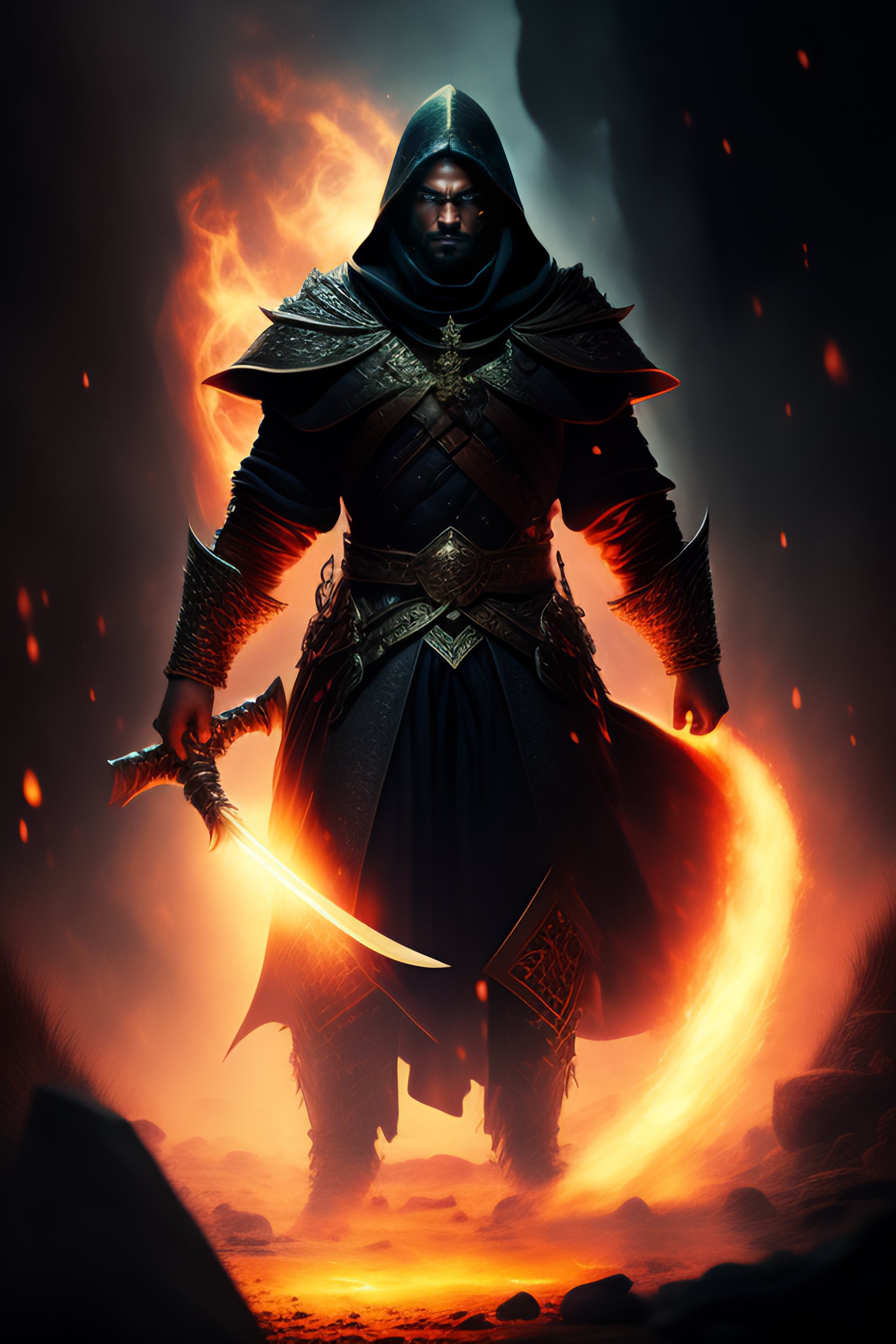 Lexica - Portrait of a battlemage in a dark-fantasay world during his ...